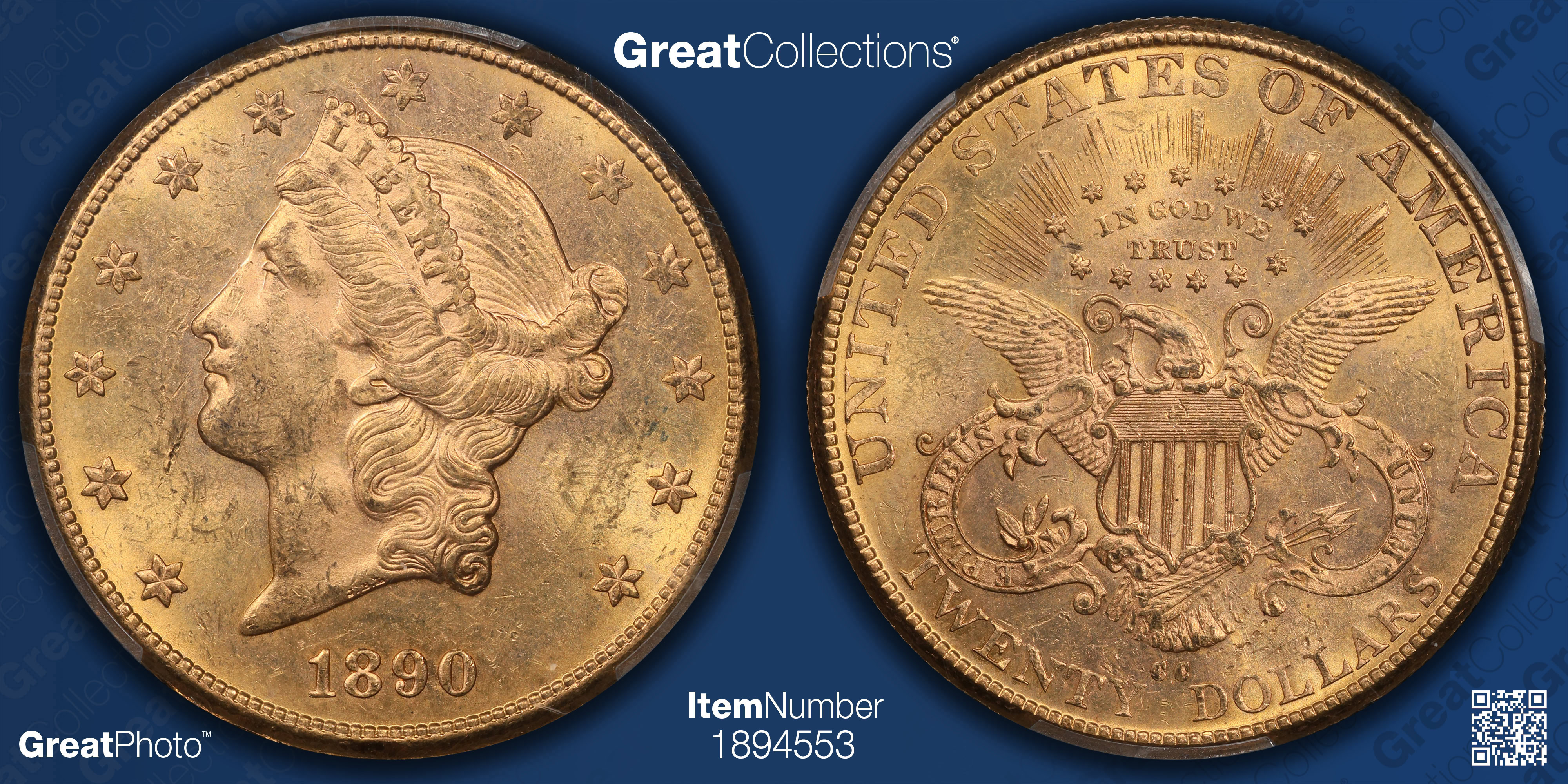 1890-CC Liberty Gold Double Eagle PCGS MS-62 (The Fairmont Collection ...