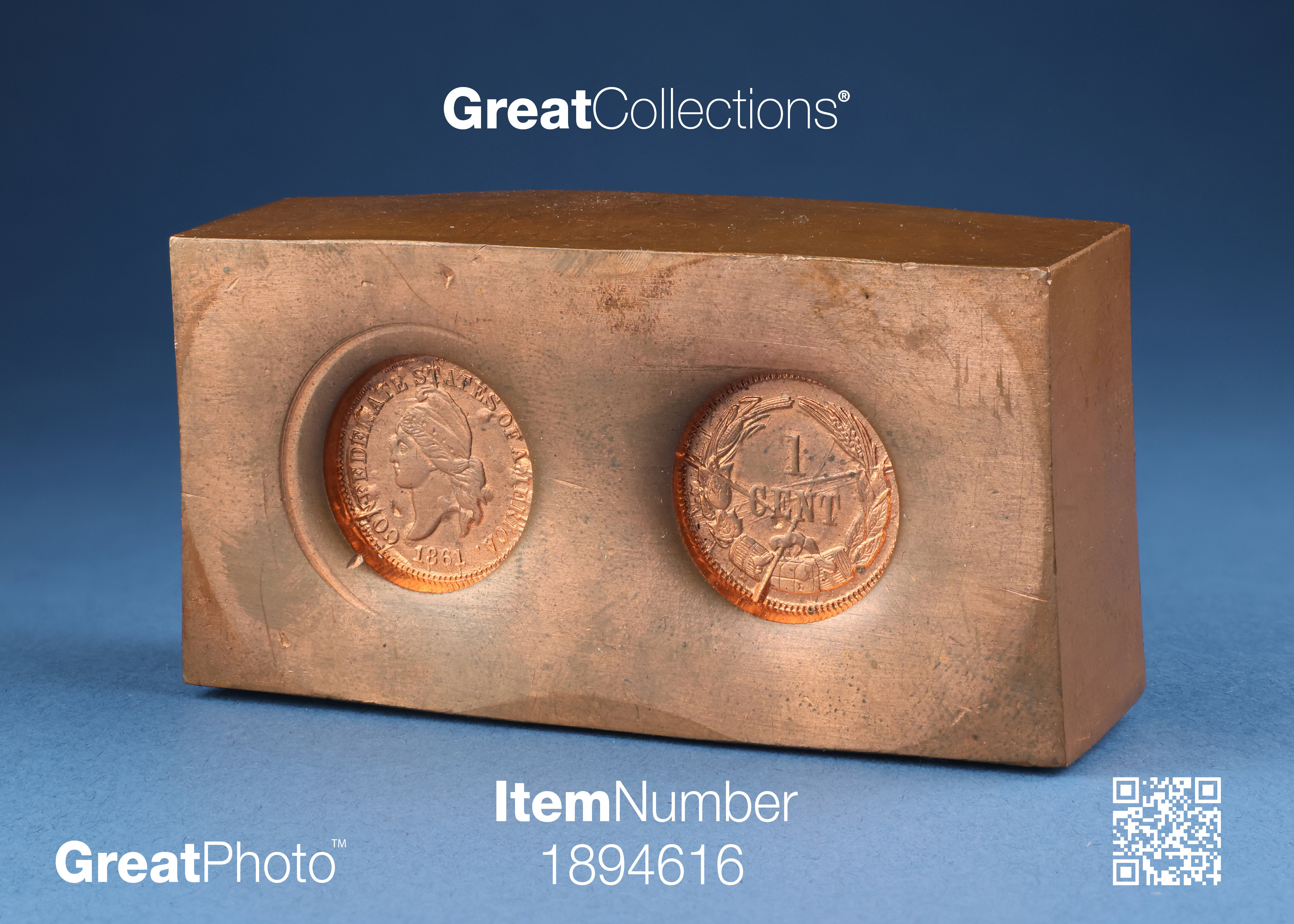 "1861" (1961) Bashlow Confederate Cent Restrike Defaced Dies ...