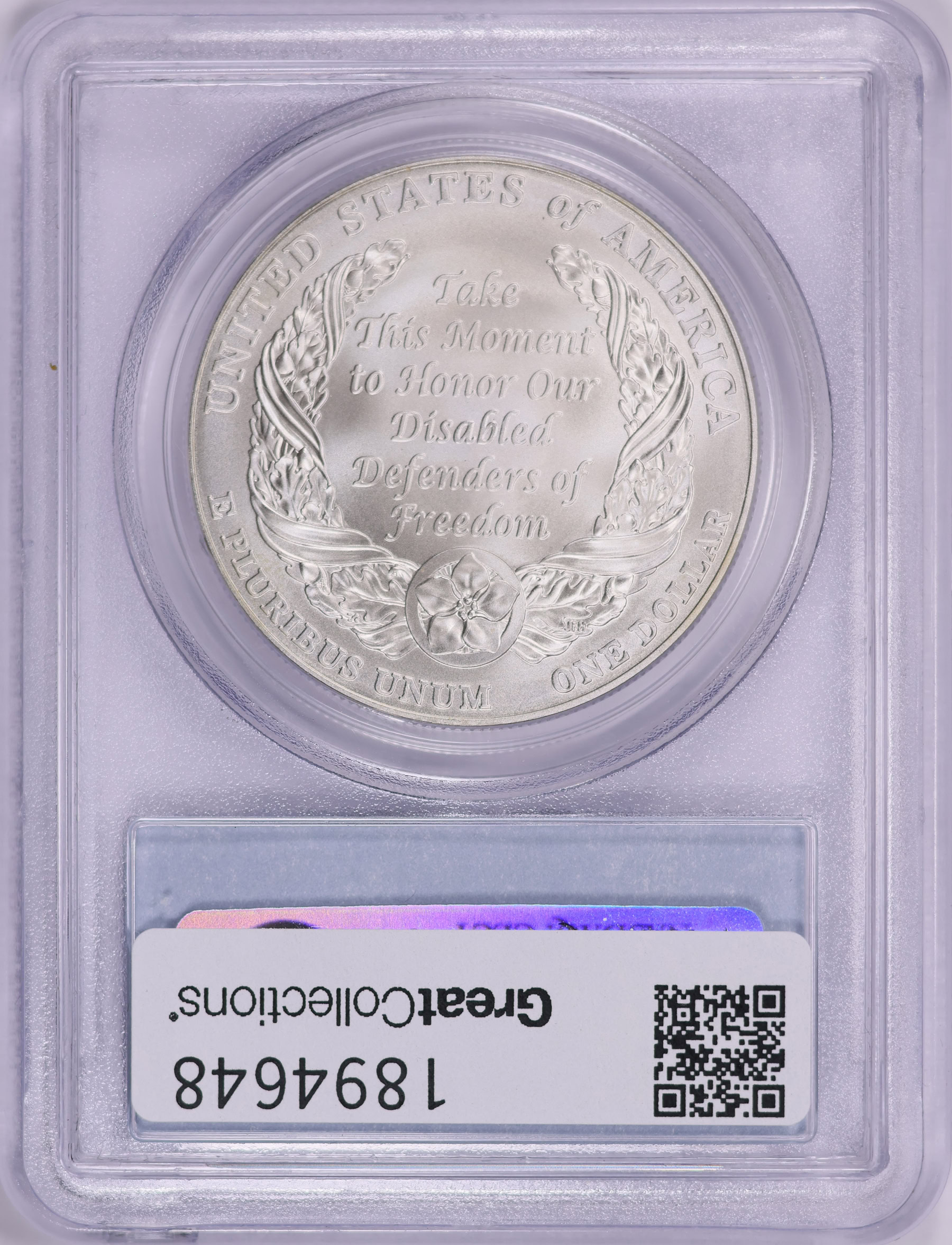 2010-W American Veterans Disabled for Life Silver Dollar PCGS MS-69 ...