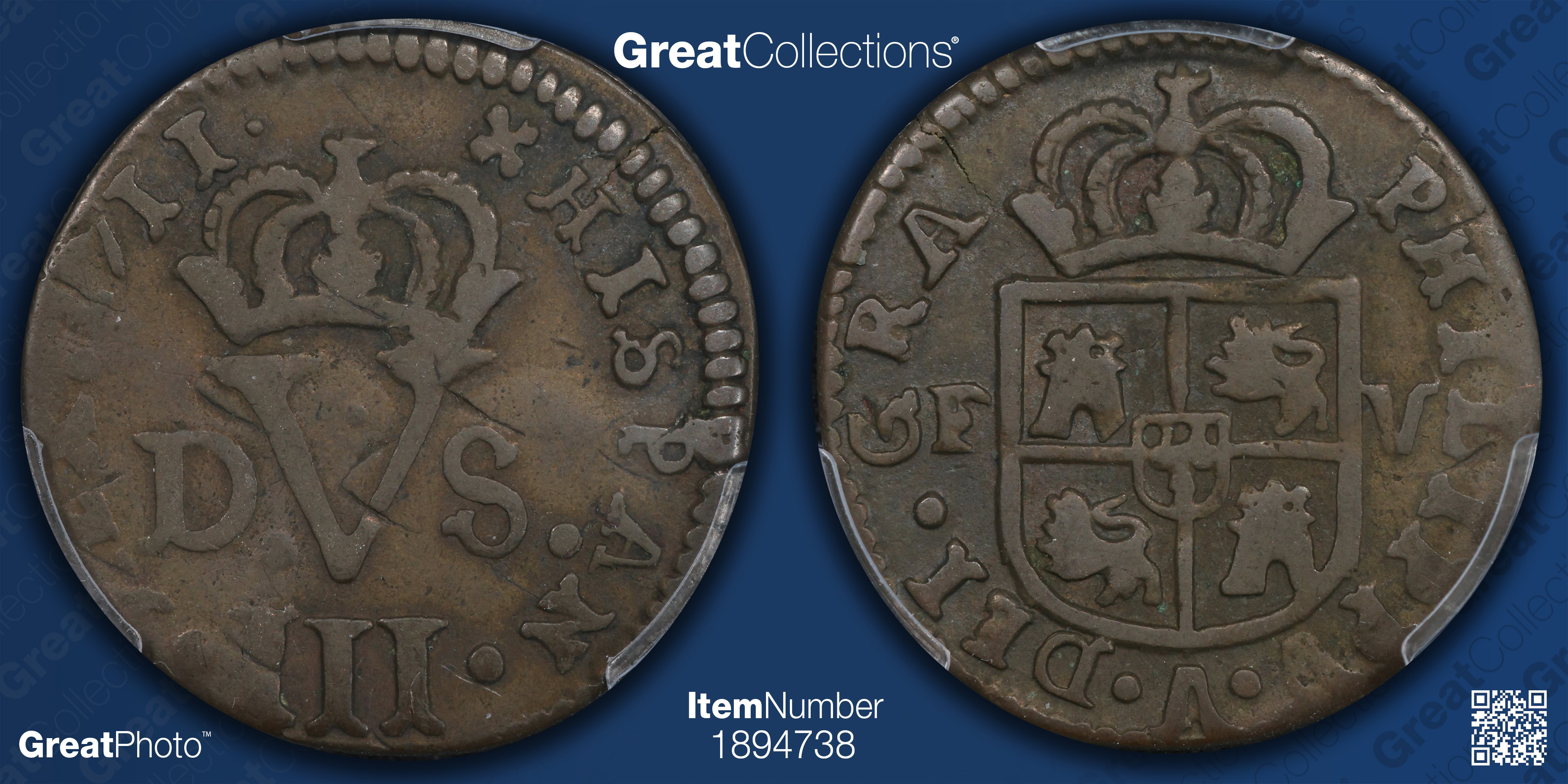 Spain 1711-F V Treseta KM-249 PCGS F-15 (Item 1894738 ...