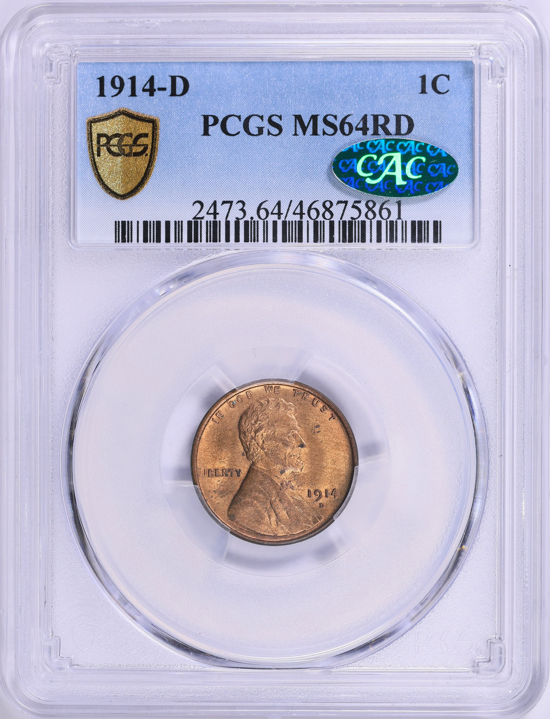 1914-D Lincoln Cent PCGS MS-64 RD (CAC Green) (Item 1894866) | GreatCollections Coin Auctions