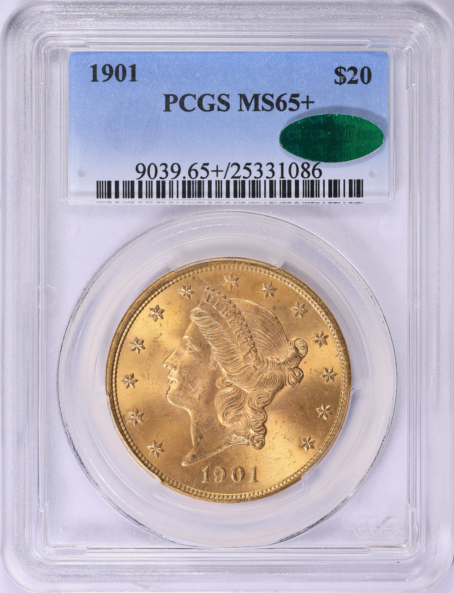 1901 Liberty Gold Double Eagle PCGS MS-65+ (CAC Green) (Item 1894885) | GreatCollections Coin ...