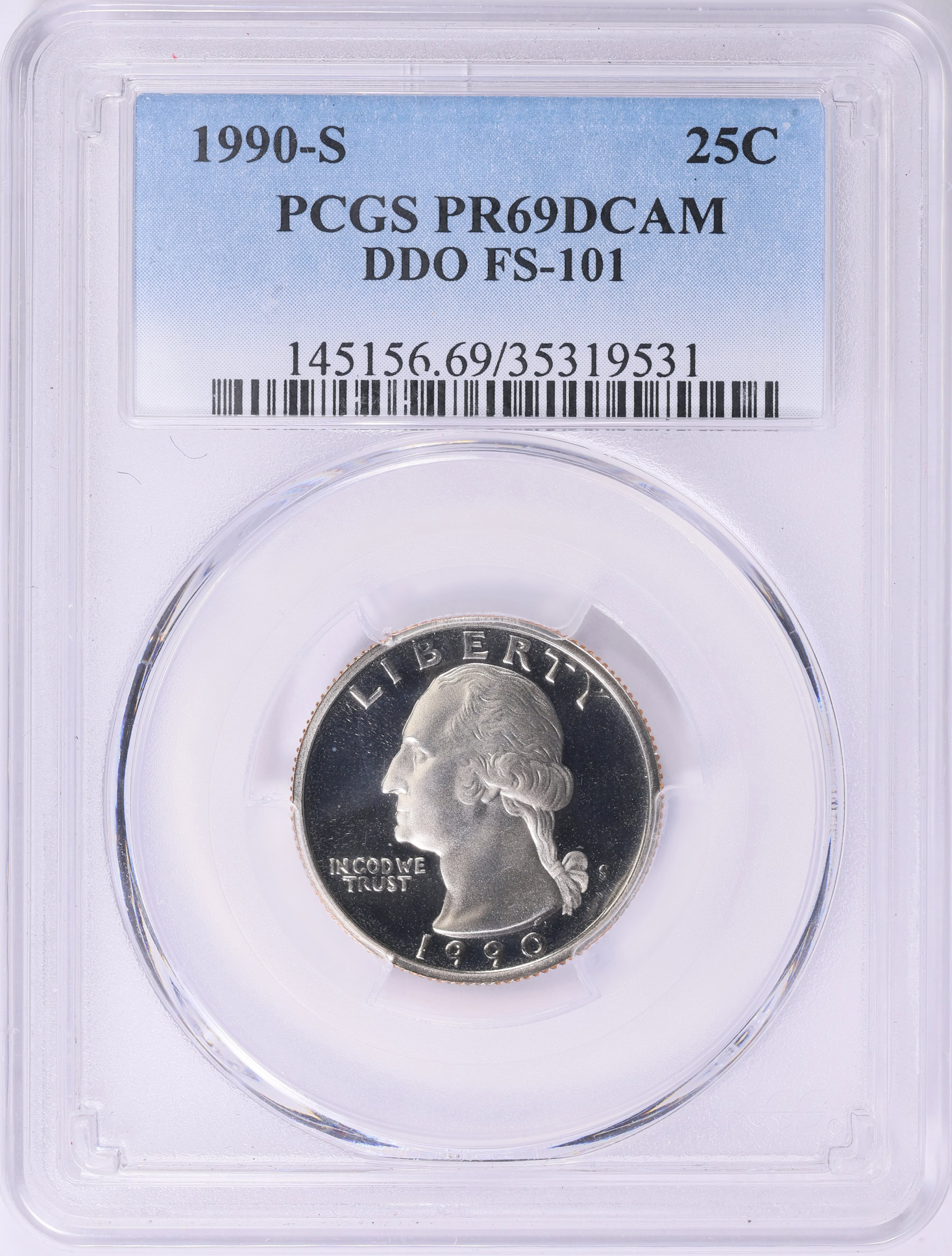 1990-S Washington Quarter Doubled Die Obverse FS-101 PCGS Proof-69 DCAM ...