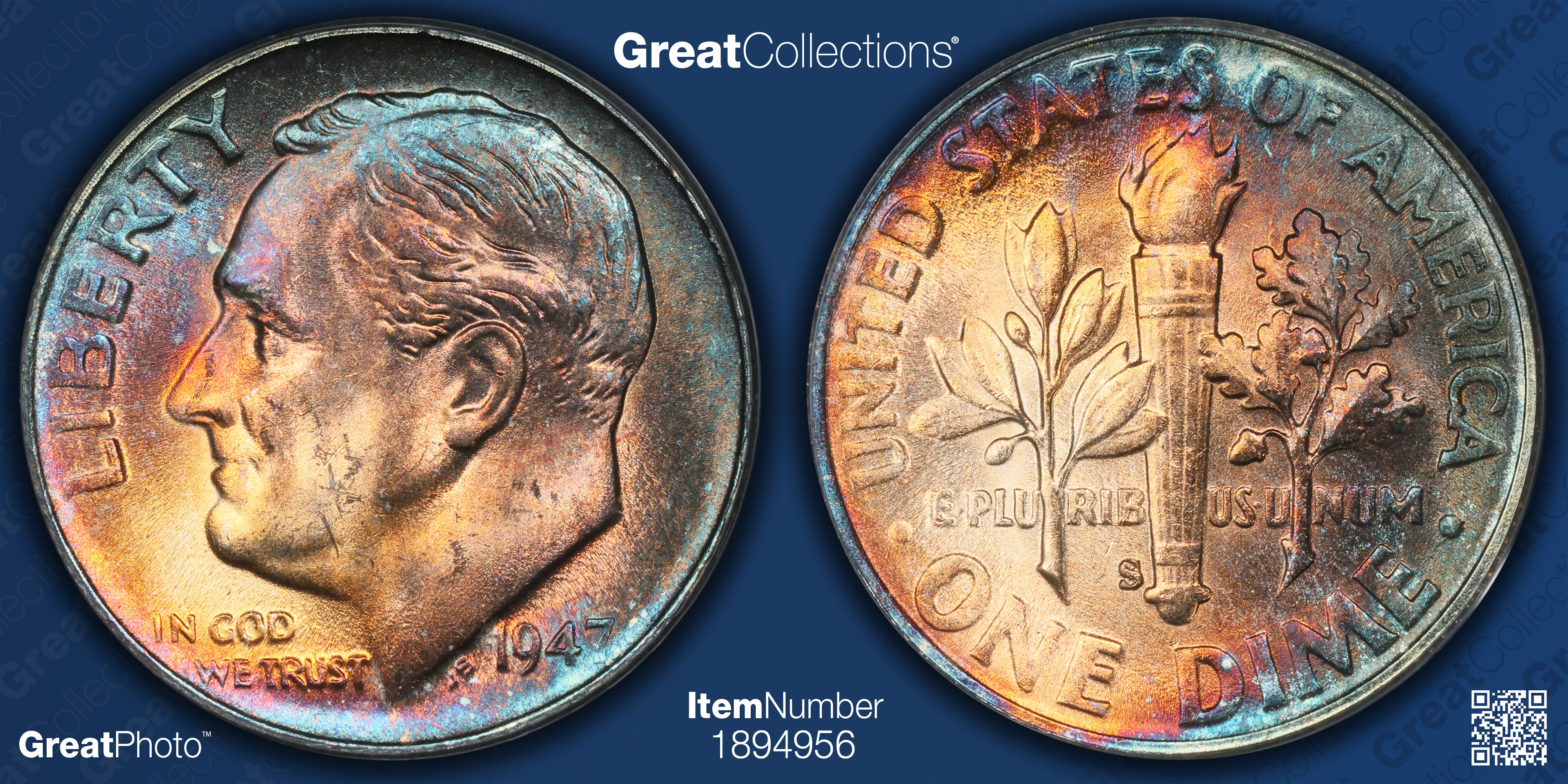 1947-S Roosevelt Dime PCGS MS-65 (Toned) (Item 1894956 ...