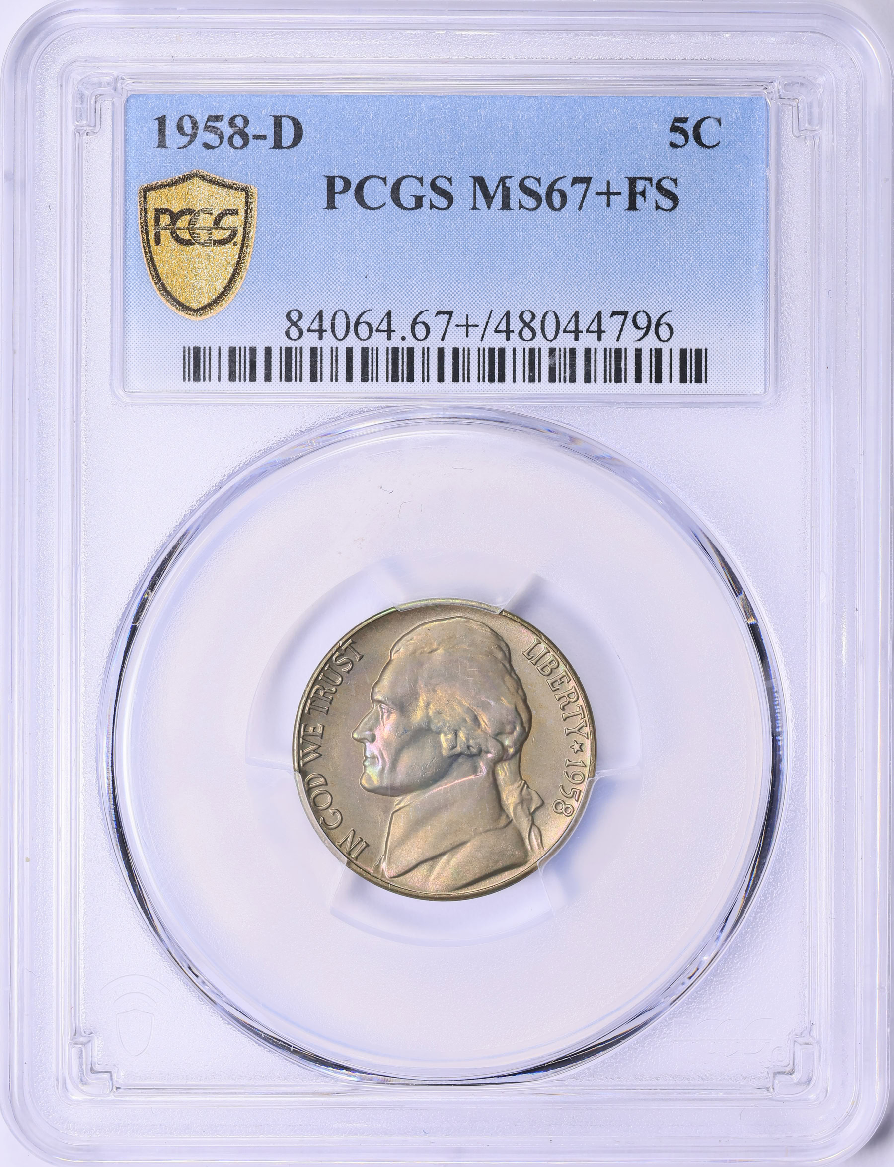 1958-D Jefferson Nickel PCGS MS-67+ FS (Toned) (Item 1895034 ...