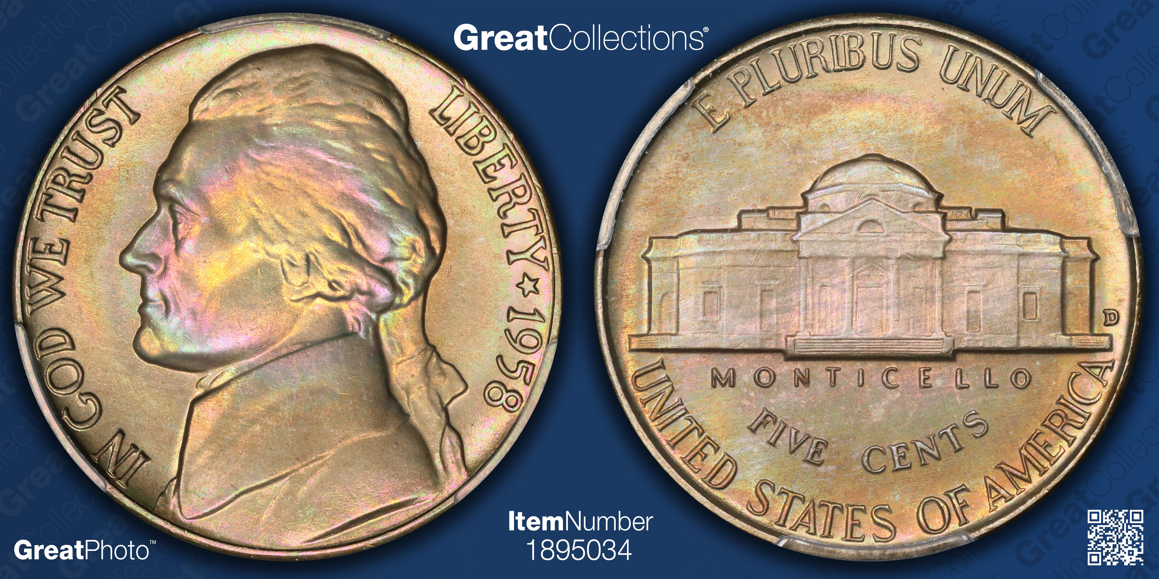 1958-D Jefferson Nickel PCGS MS-67+ FS (Toned) (Item 1895034 ...