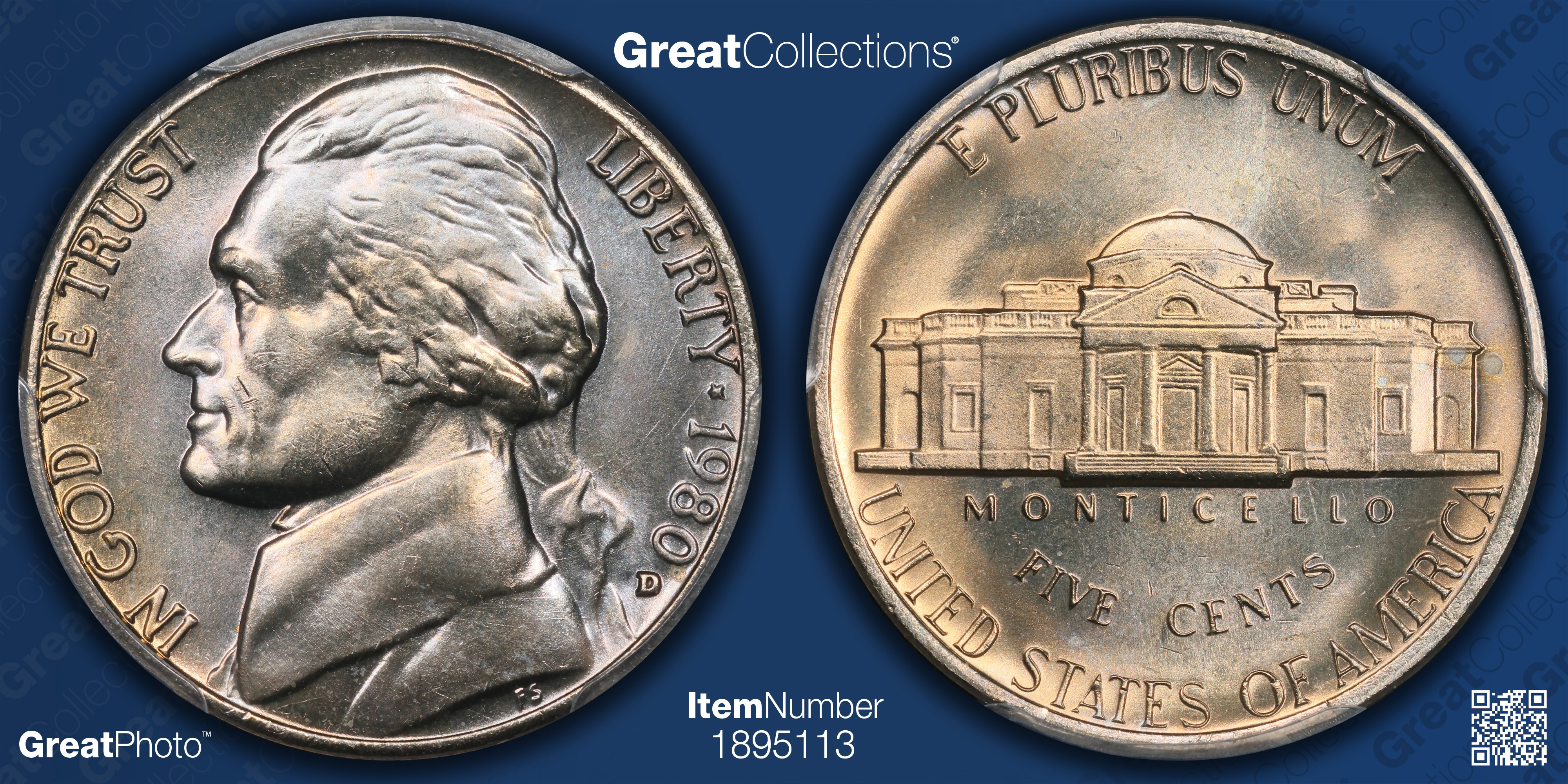 1980-D Jefferson Nickel PCGS MS-66 (Toned) (Item 1895113 ...