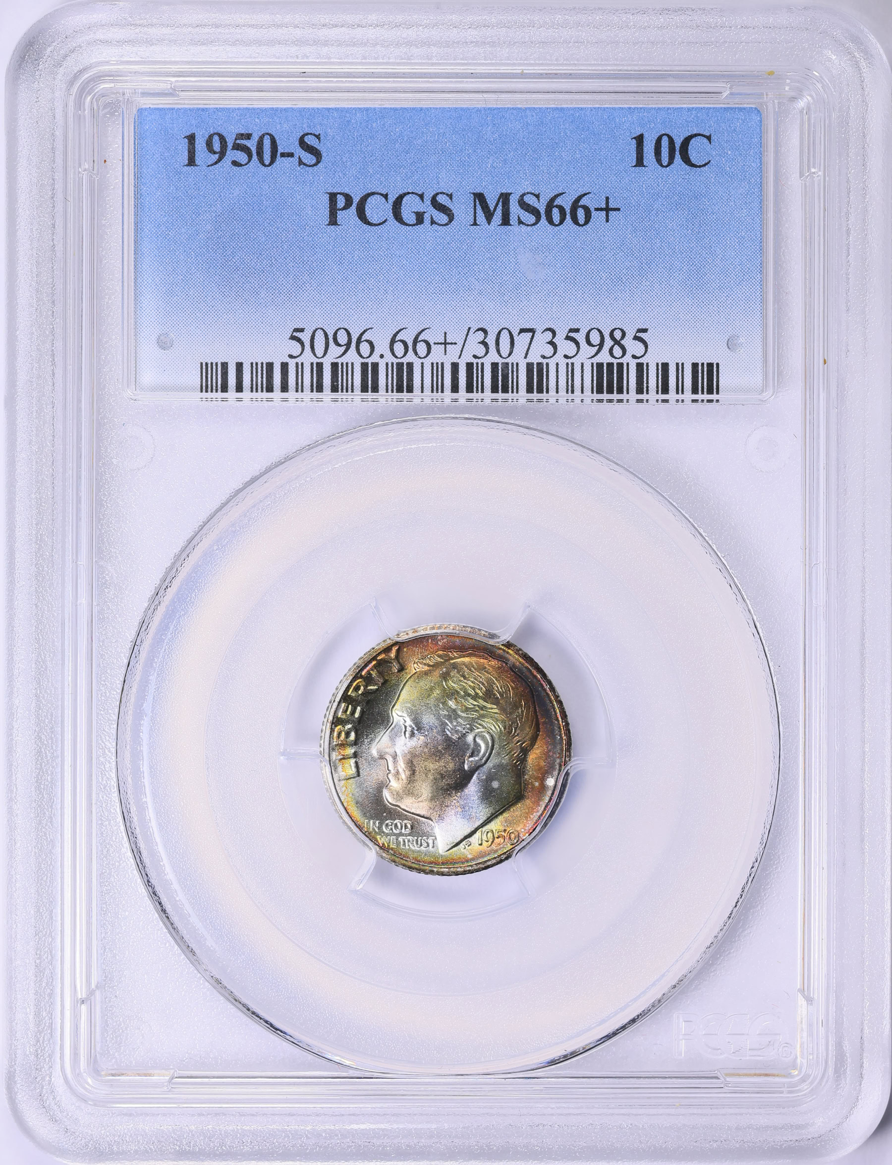 1950-S Roosevelt Dime PCGS MS-66+ (Toned) (Item 1895211 ...