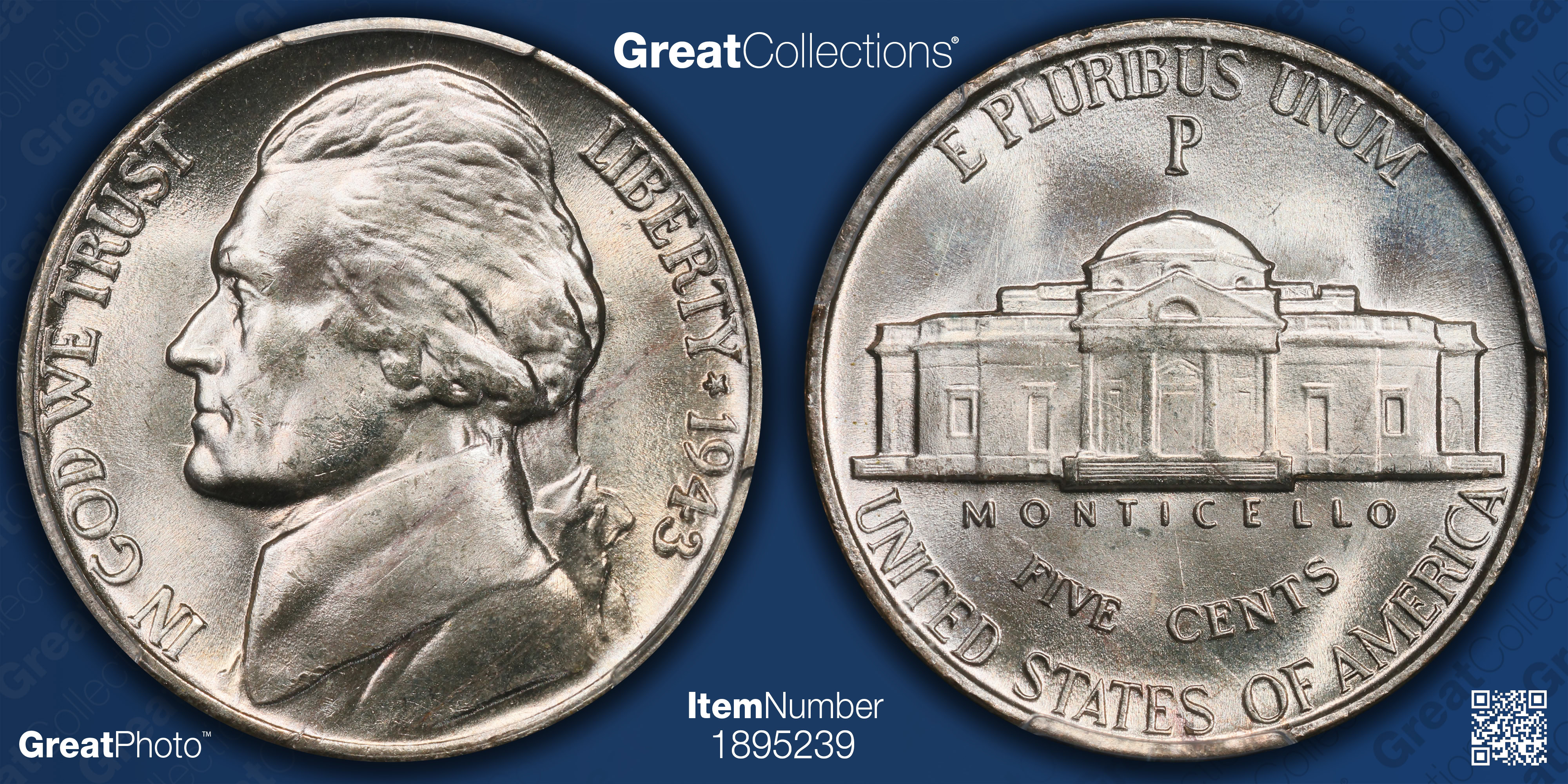 1943-P Jefferson Nickel Doubled Die Obverse PCGS MS-64 (Item 1895239 ...