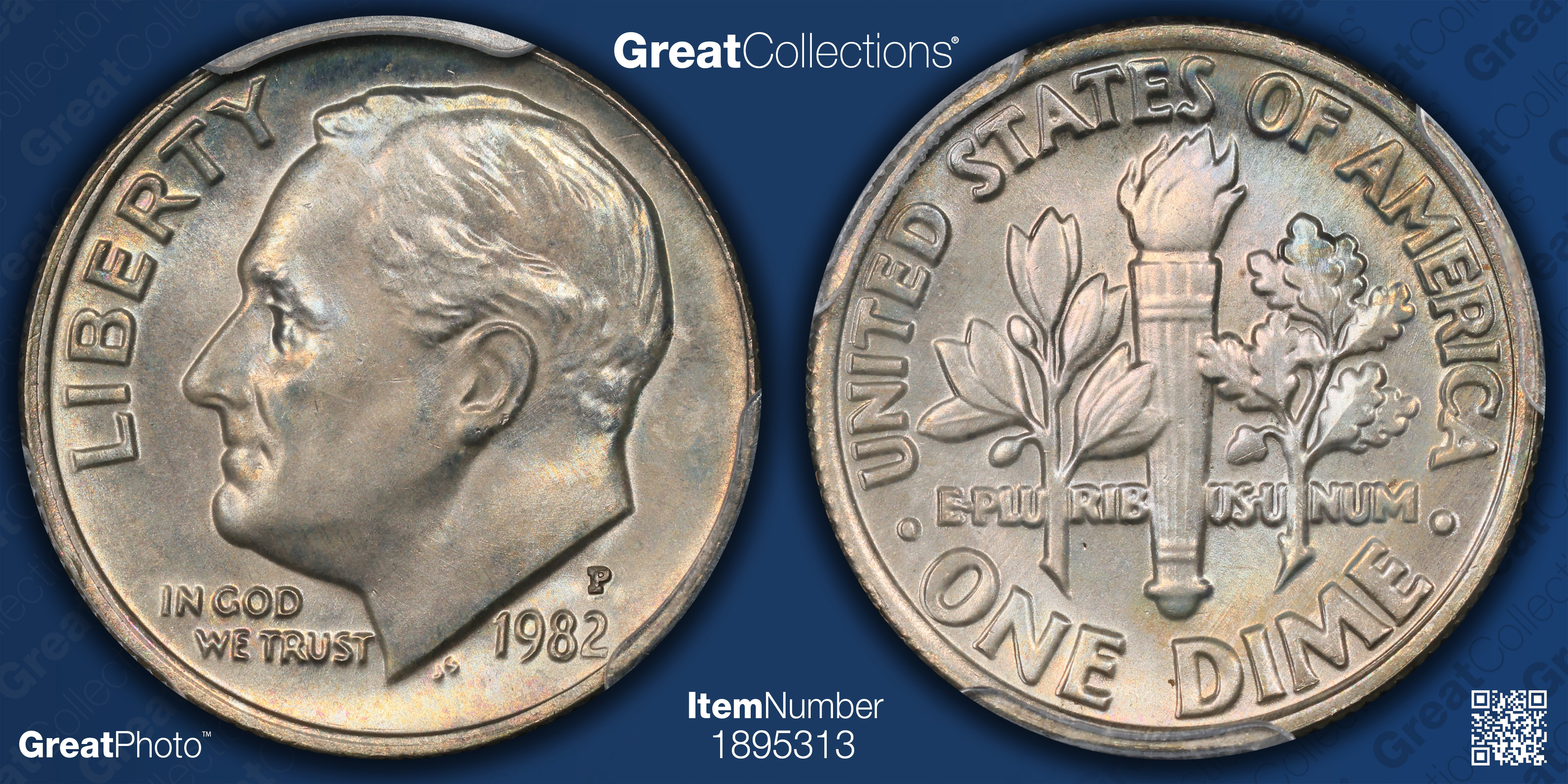 1982-P Roosevelt Dime PCGS MS-66 FB (Toned) (Item 1895313 ...