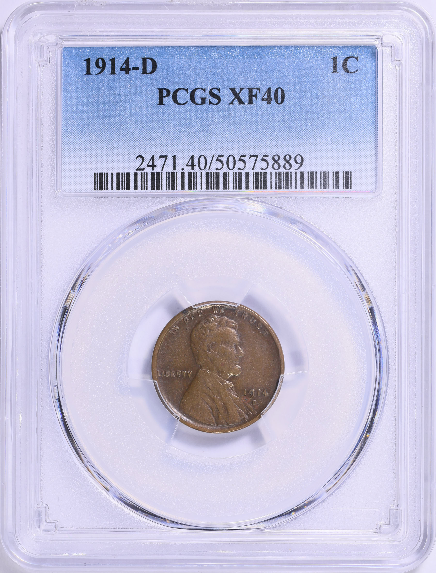 1914-D Lincoln Cent PCGS XF-40 BN (Item 1895434) | GreatCollections Coin Auctions
