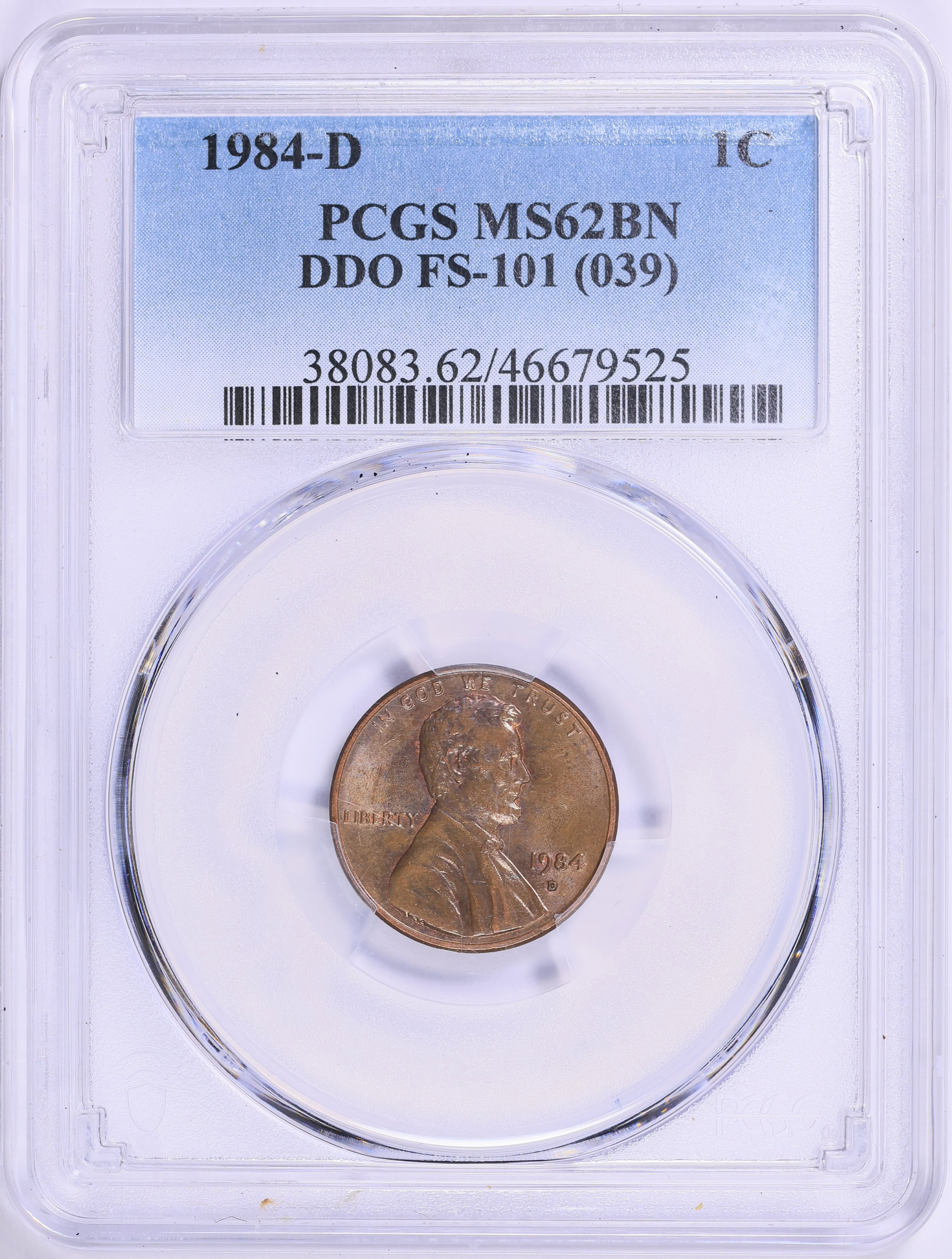 1984-D Lincoln Cent Doubled Die Obverse FS-101 (039) PCGS MS-62 BN (Item 1895441 ...