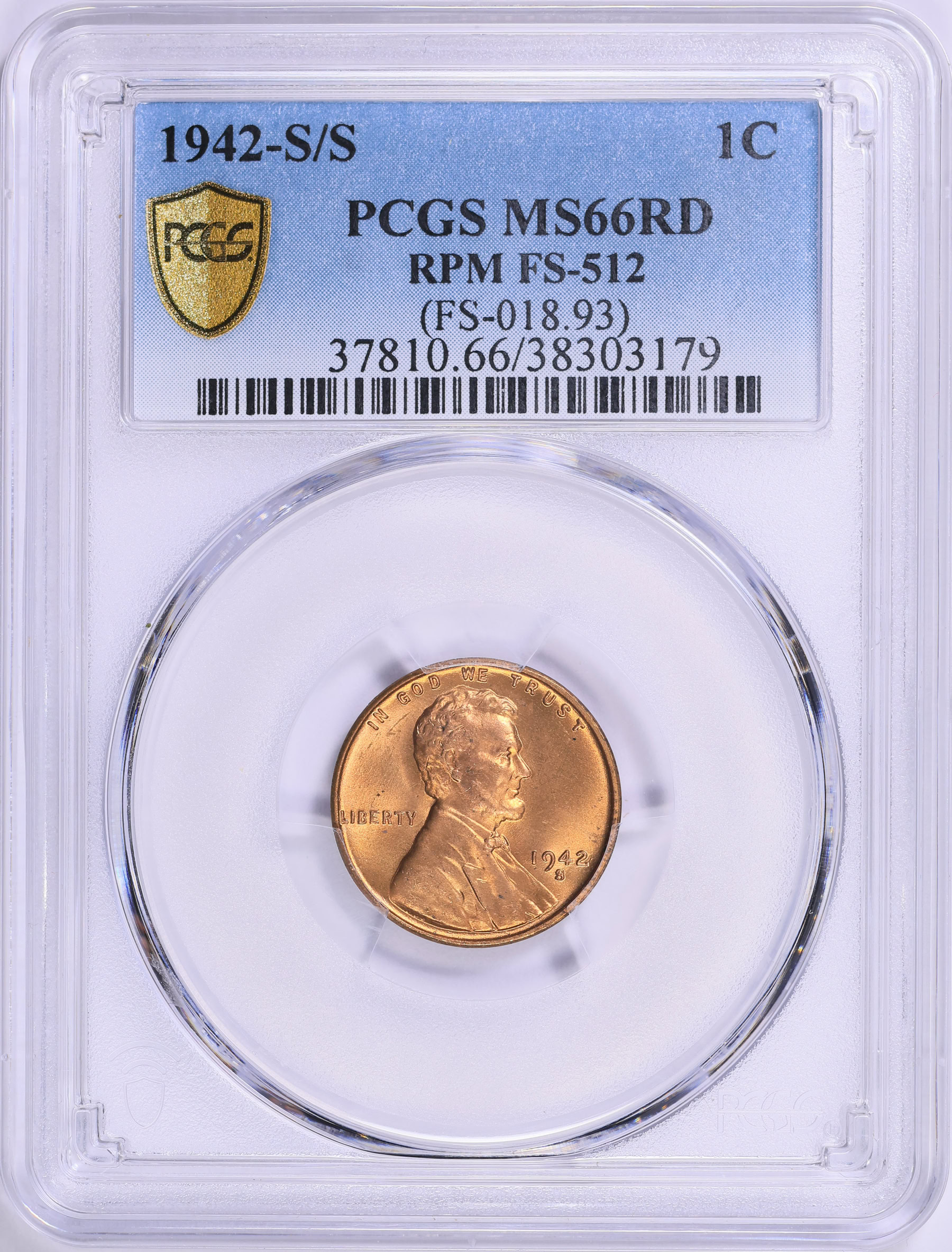 1942-S/S Lincoln Cent Repunched Mintmark FS-512 (FS-018.93) PCGS MS-66 RD (Item 1895447 ...
