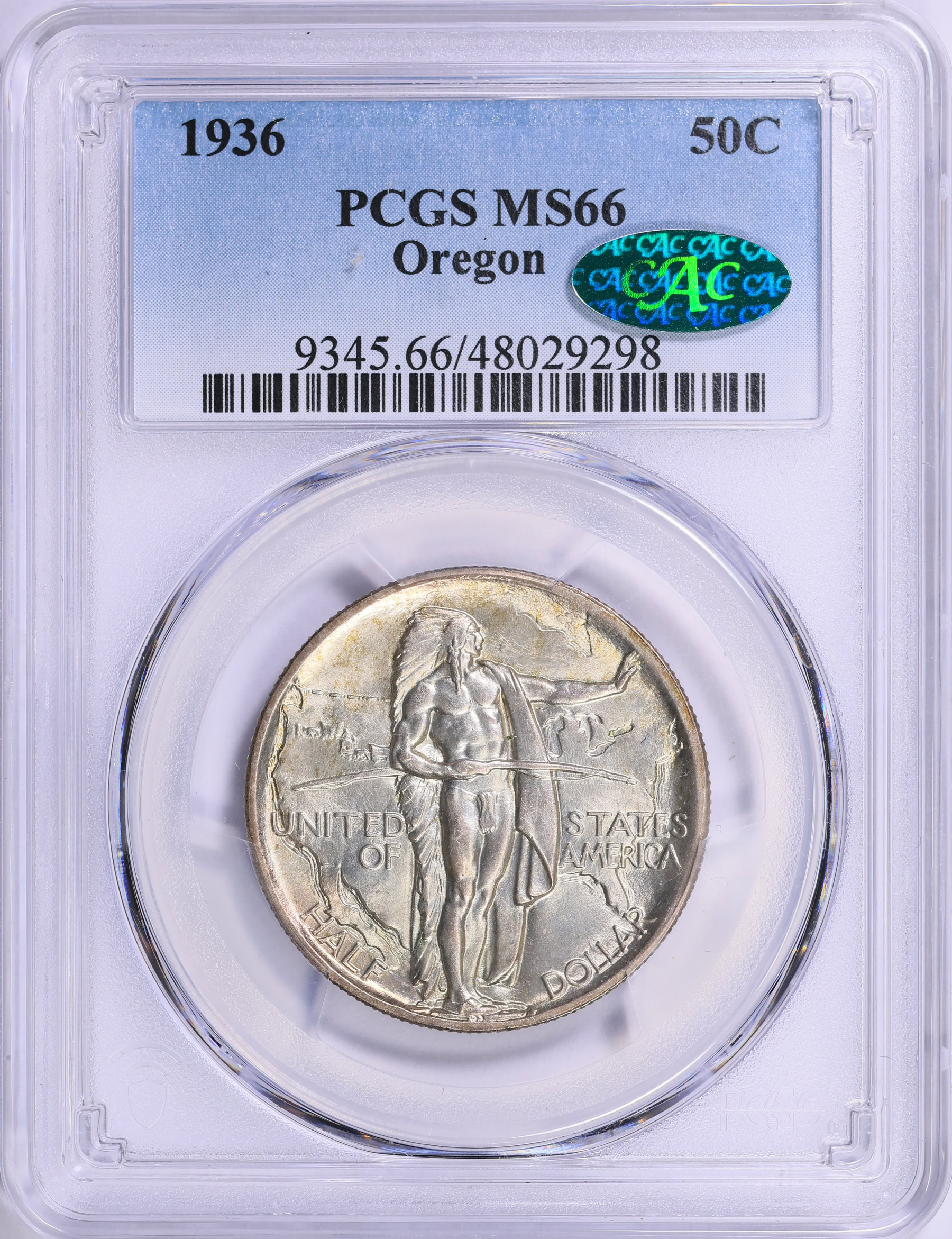1936 Oregon Trail Memorial Half Dollar PCGS MS-66 (CAC Green) (Item 1895494) | GreatCollections ...