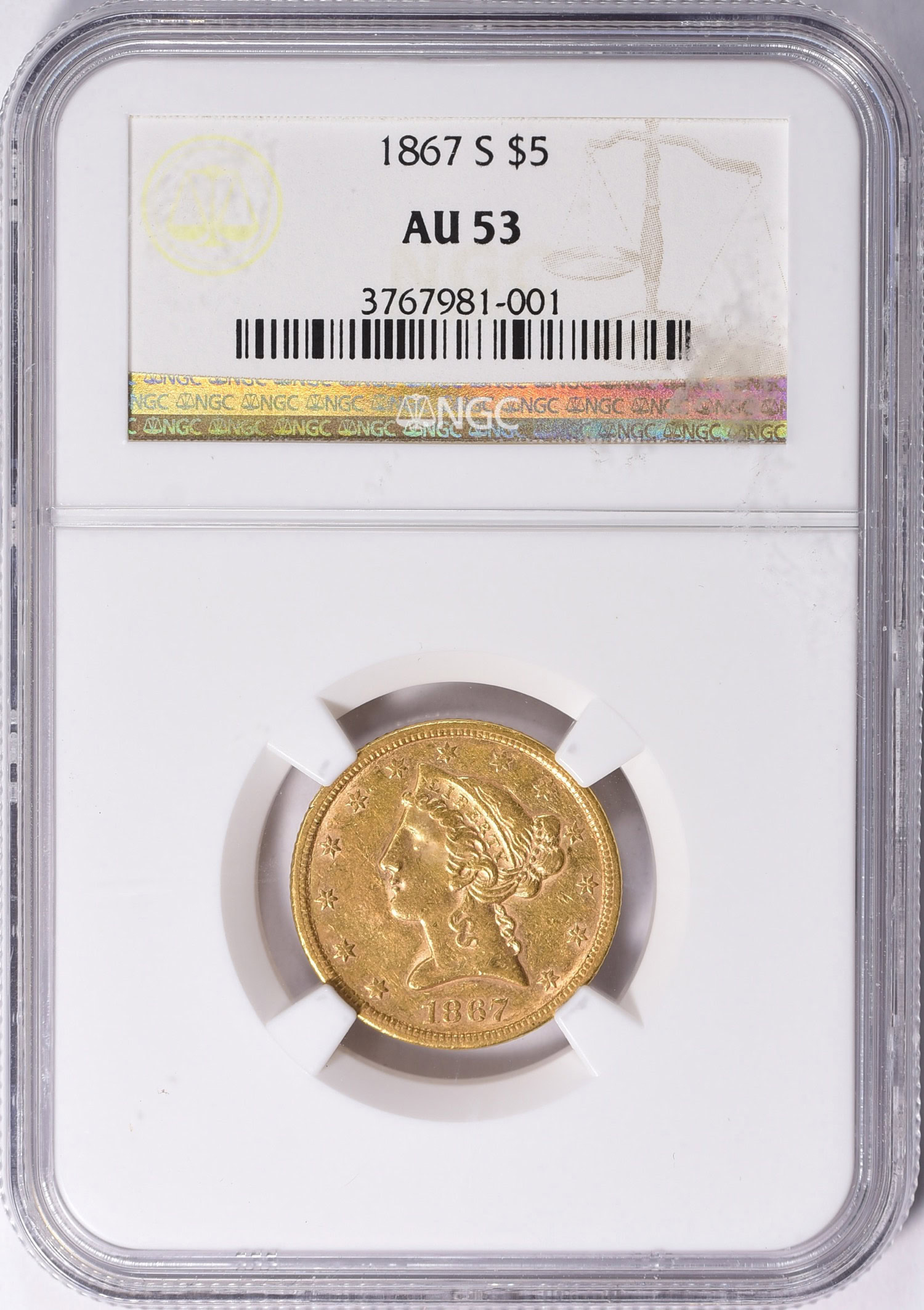 1867-S Liberty Gold Half Eagle NGC AU-53 (Item 1895506 ...