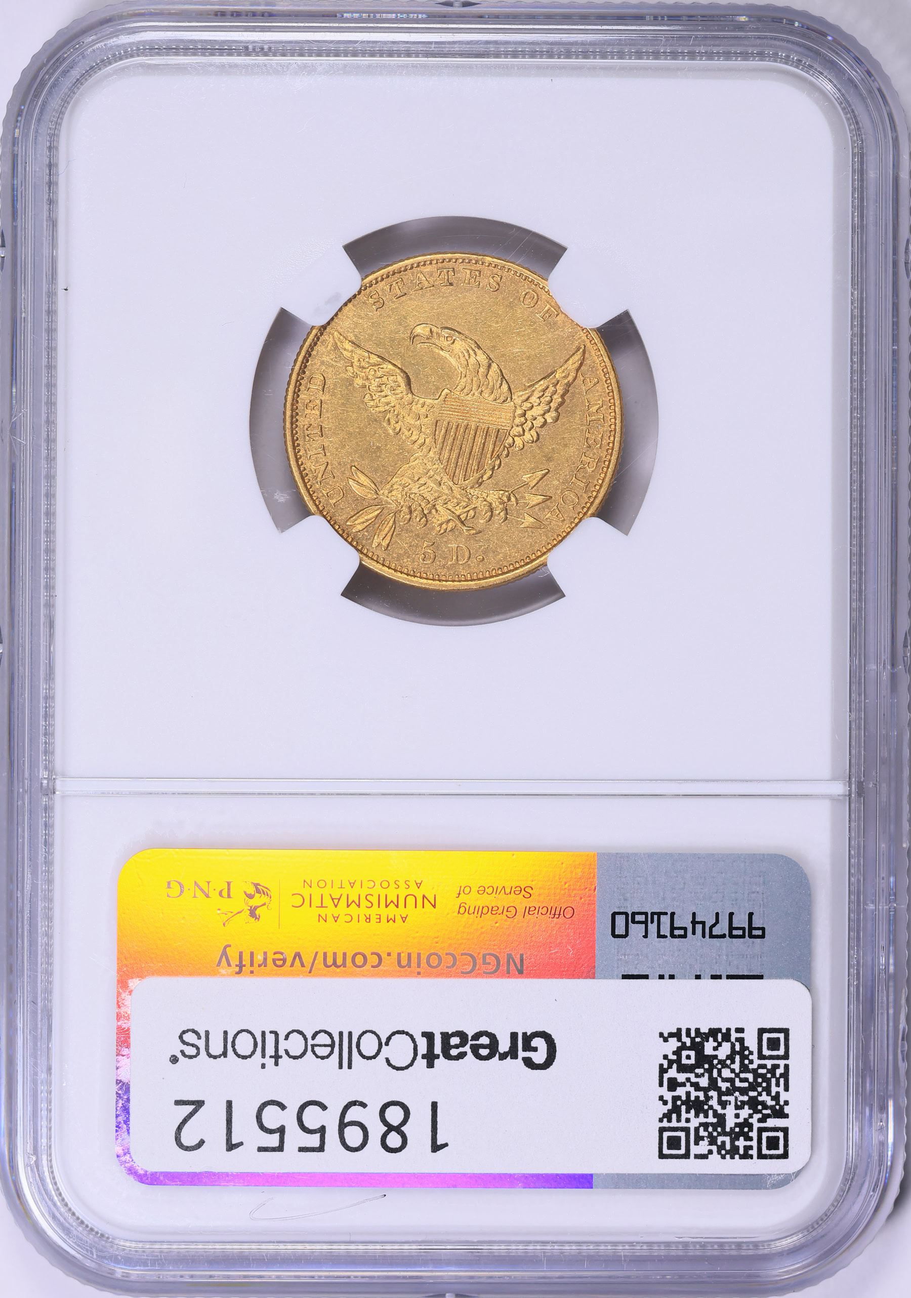 1834 Classic Head Gold Half Eagle Plain 4 NGC AU-58 (Item 1895512) | GreatCollections Coin Auctions
