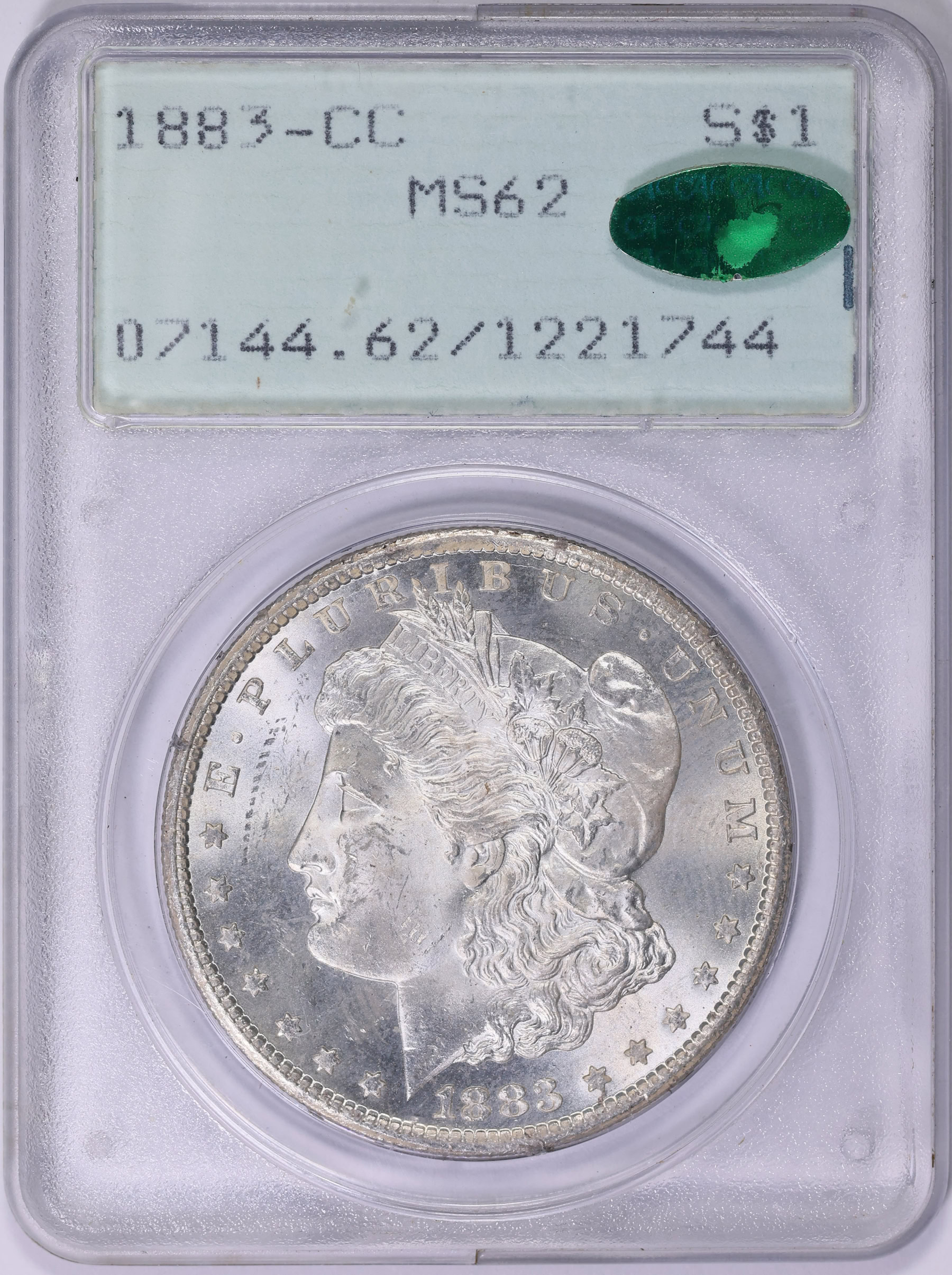 1883-CC Morgan Silver Dollar PCGS MS-62 (CAC Green) OGH (1st Gen) (Item 1895560 ...