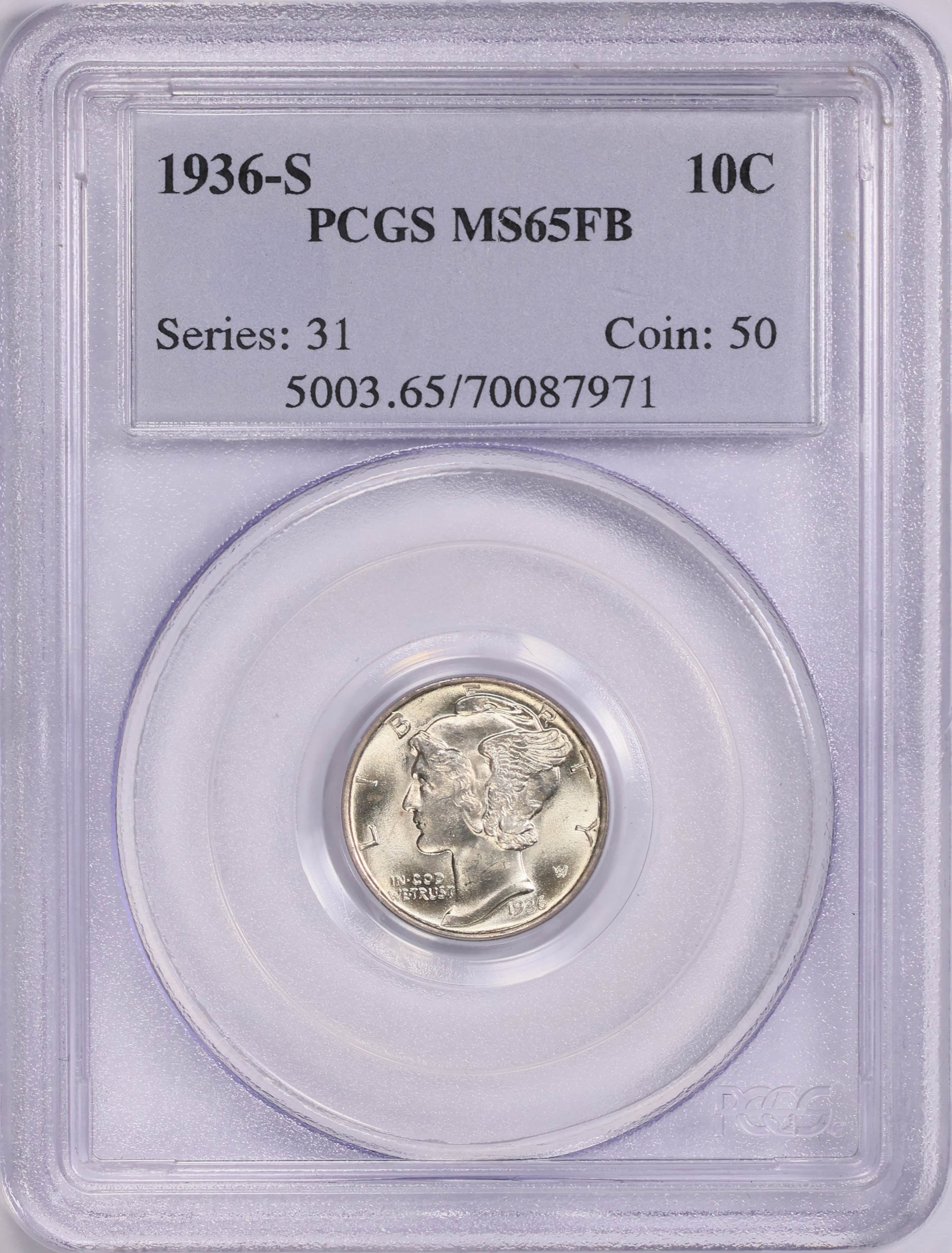1936-S Mercury Dime PCGS MS-65 FB (Item 1895564) | GreatCollections Coin Auctions