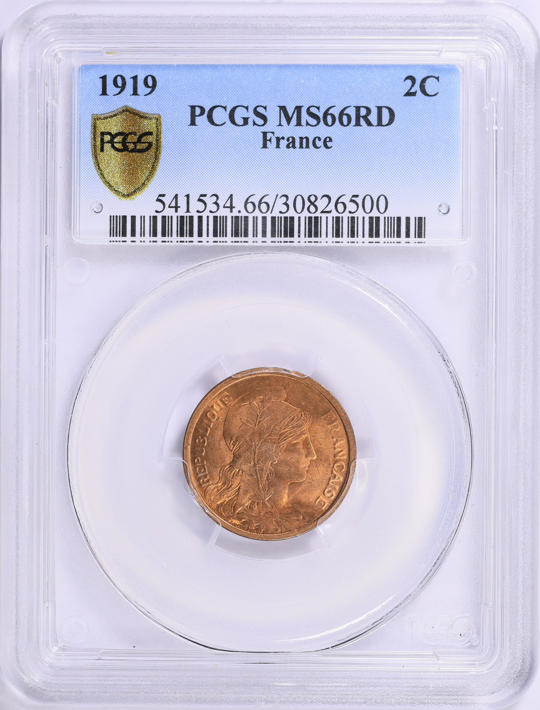 France 1919 2 Centimes KM-841 PCGS MS-66 RD (Item 1895613 ...