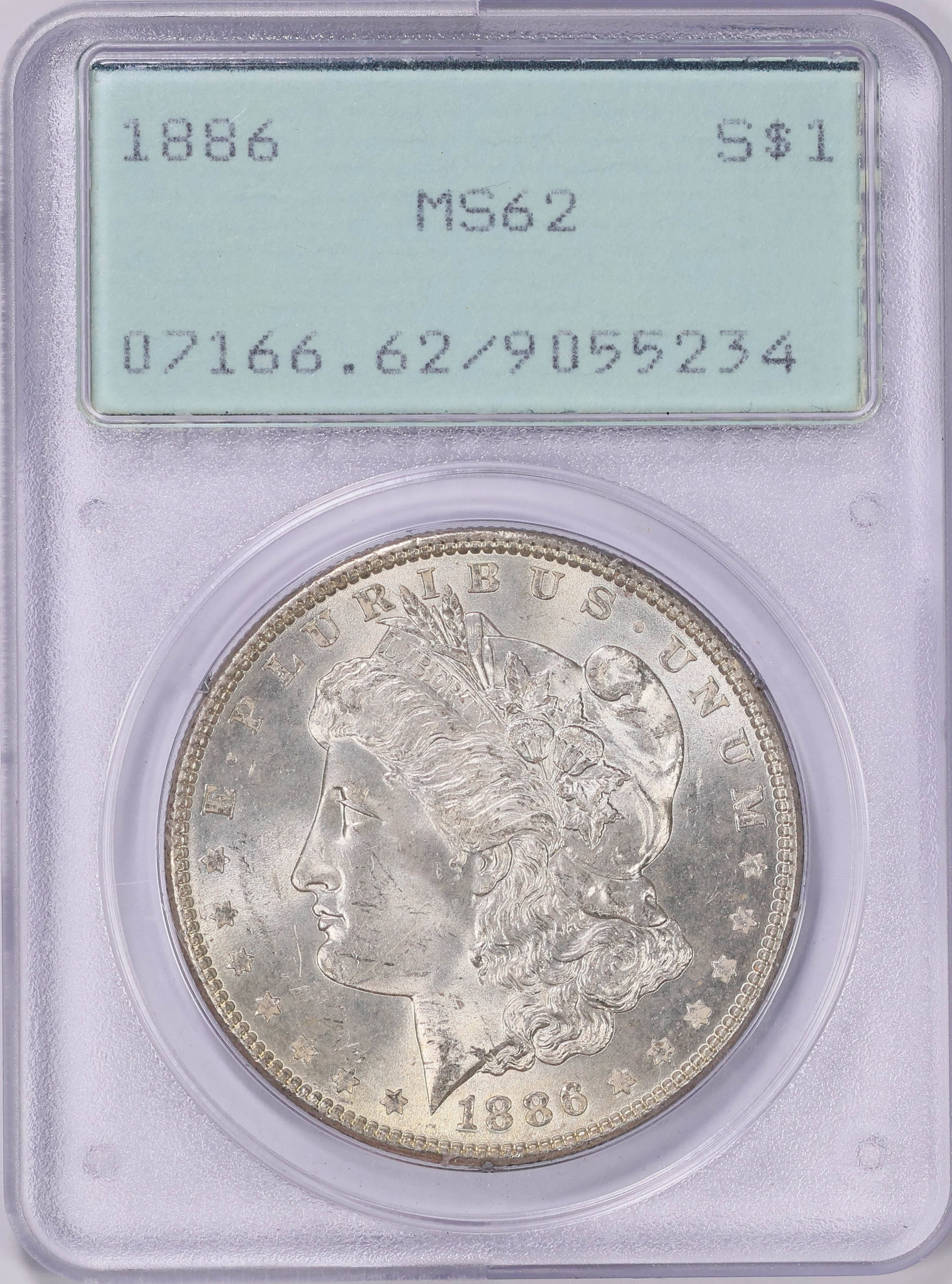 1886 Morgan Silver Dollar PCGS MS-62 OGH (1st Gen) (Item 1895617) | GreatCollections Coin Auctions