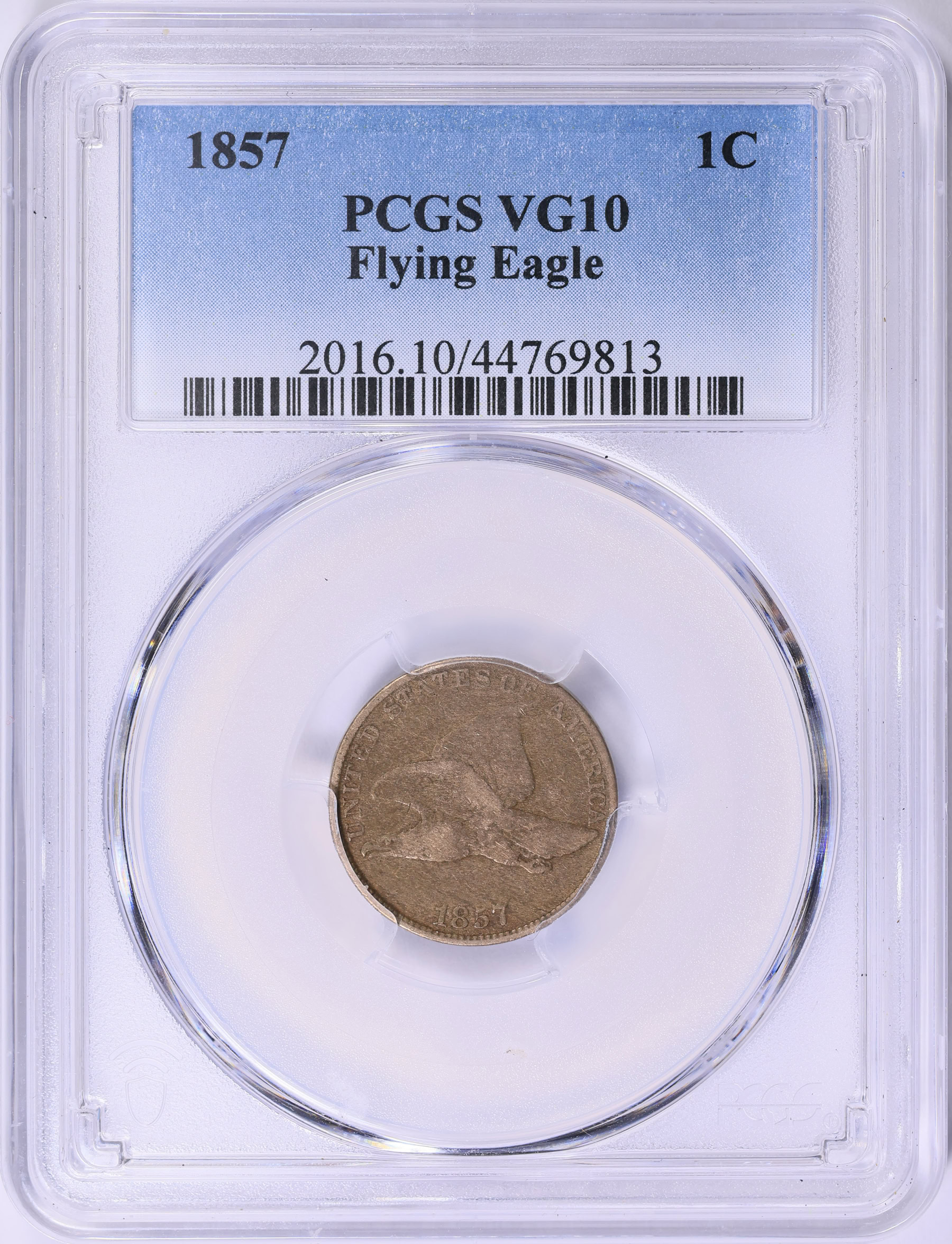1857 Flying Eagle Cent PCGS VG-10 (Item 1895627) | GreatCollections Coin Auctions