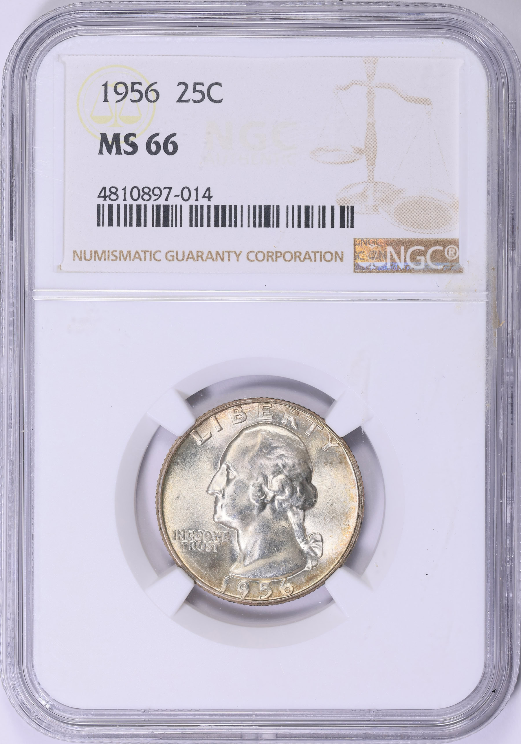 1956 Washington Quarter NGC MS-66 (Toned) (Item 1895637) | GreatCollections Coin Auctions