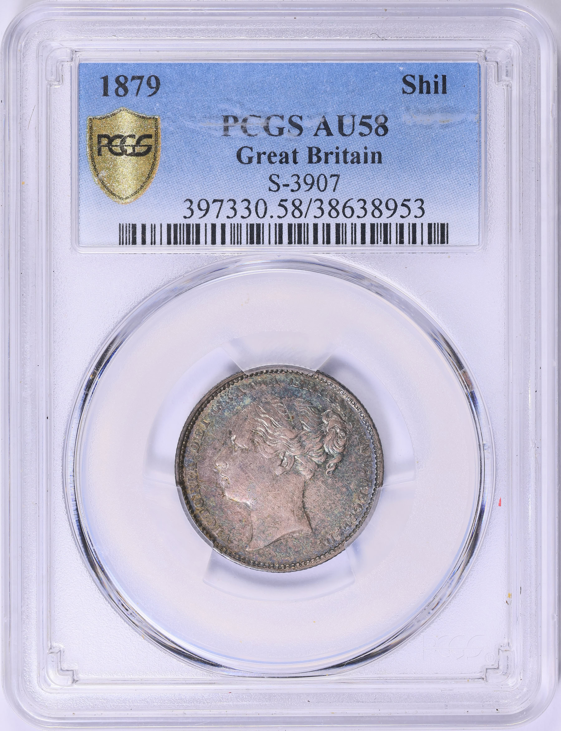 Great Britain 1879 Silver Shilling KM-734.4 PCGS AU-58 (Toned) (Item ...