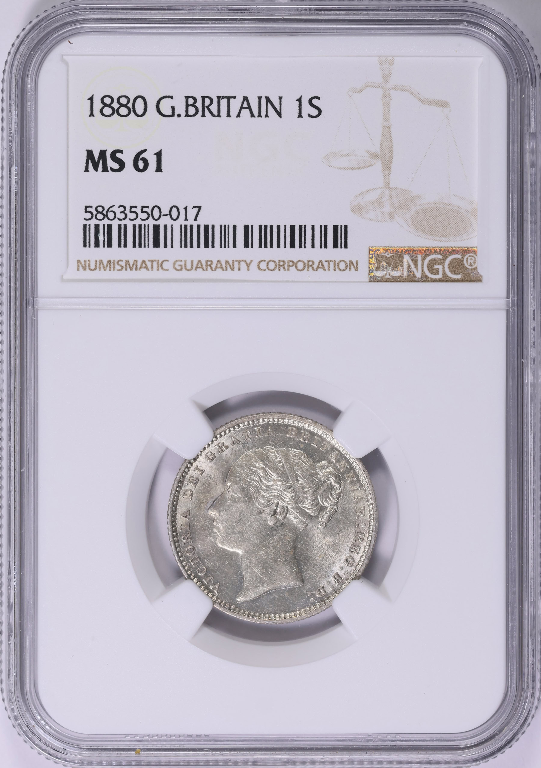 Great Britain 1880 Silver Shilling KM-734.4 NGC MS-61 (Item 1895676 ...