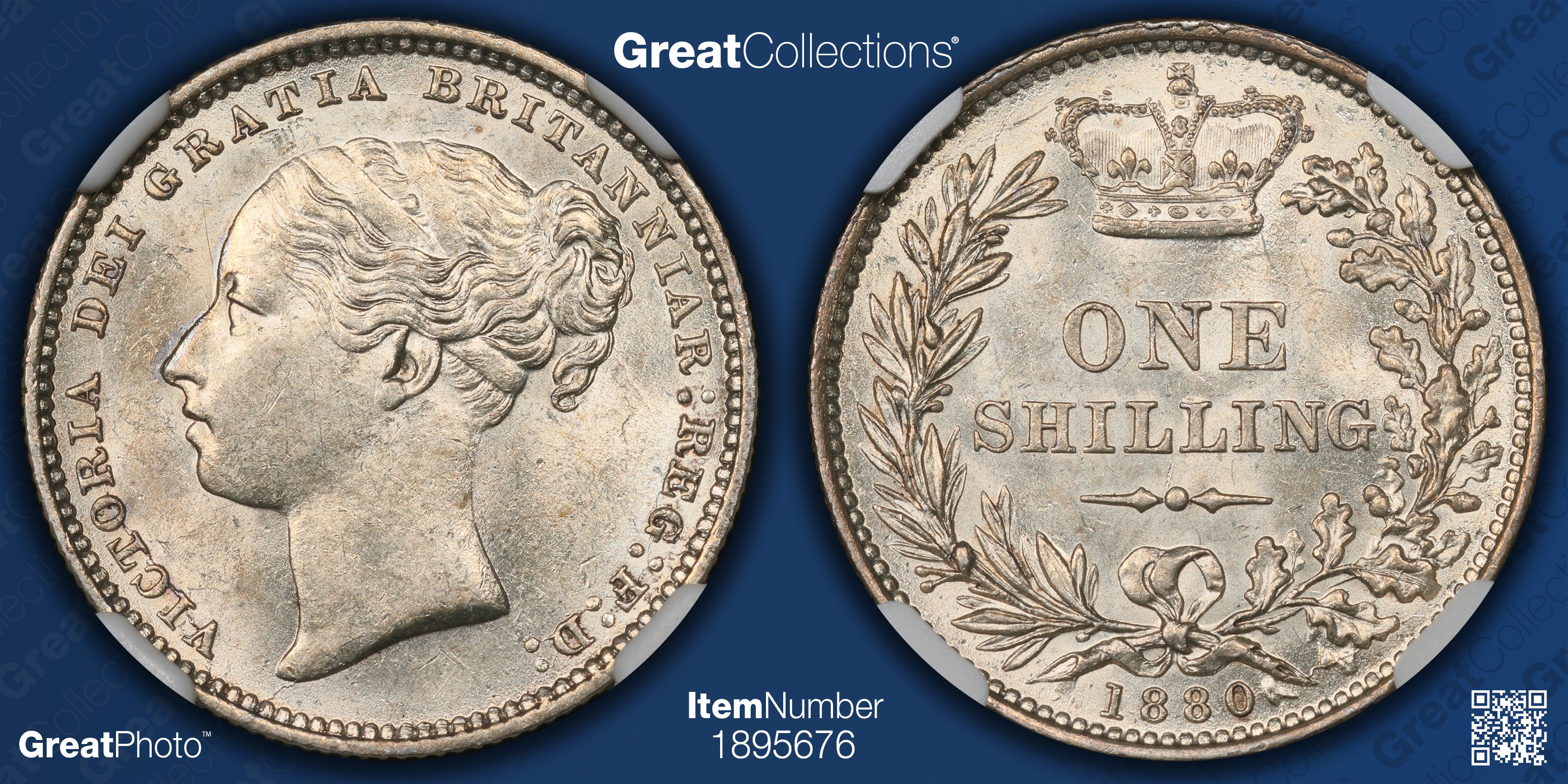 Great Britain 1880 Silver Shilling KM-734.4 NGC MS-61 (Item 1895676 ...