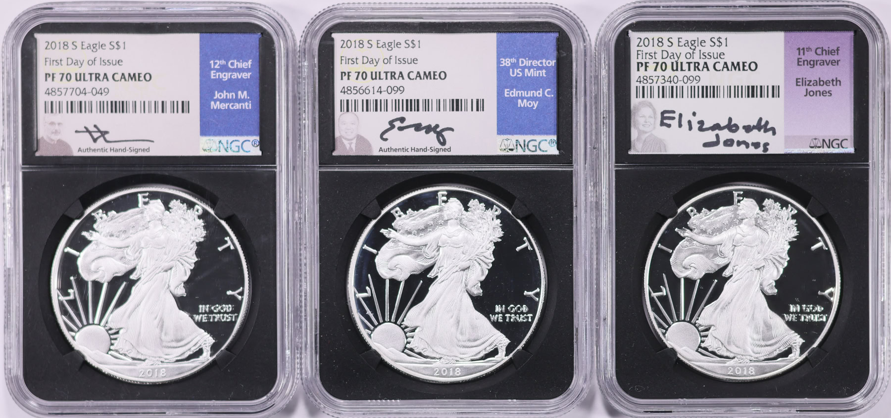 2018-S $1 Silver Eagle First Day of Issue NGC Proof-70 UC (Mercanti/Moy ...