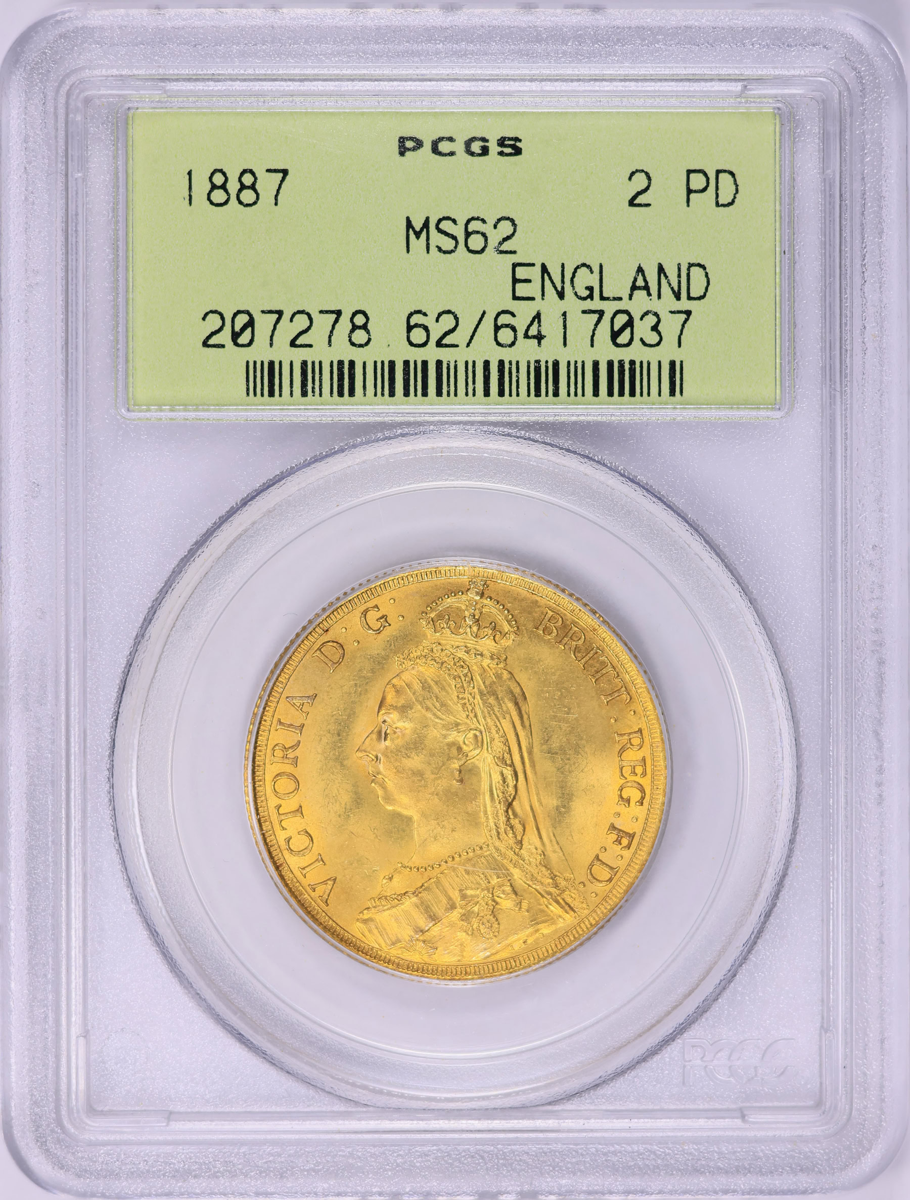 Great Britain 1887 Gold £2 KM-768 PCGS MS-62 OGH (AGW = 0.471 oz ...
