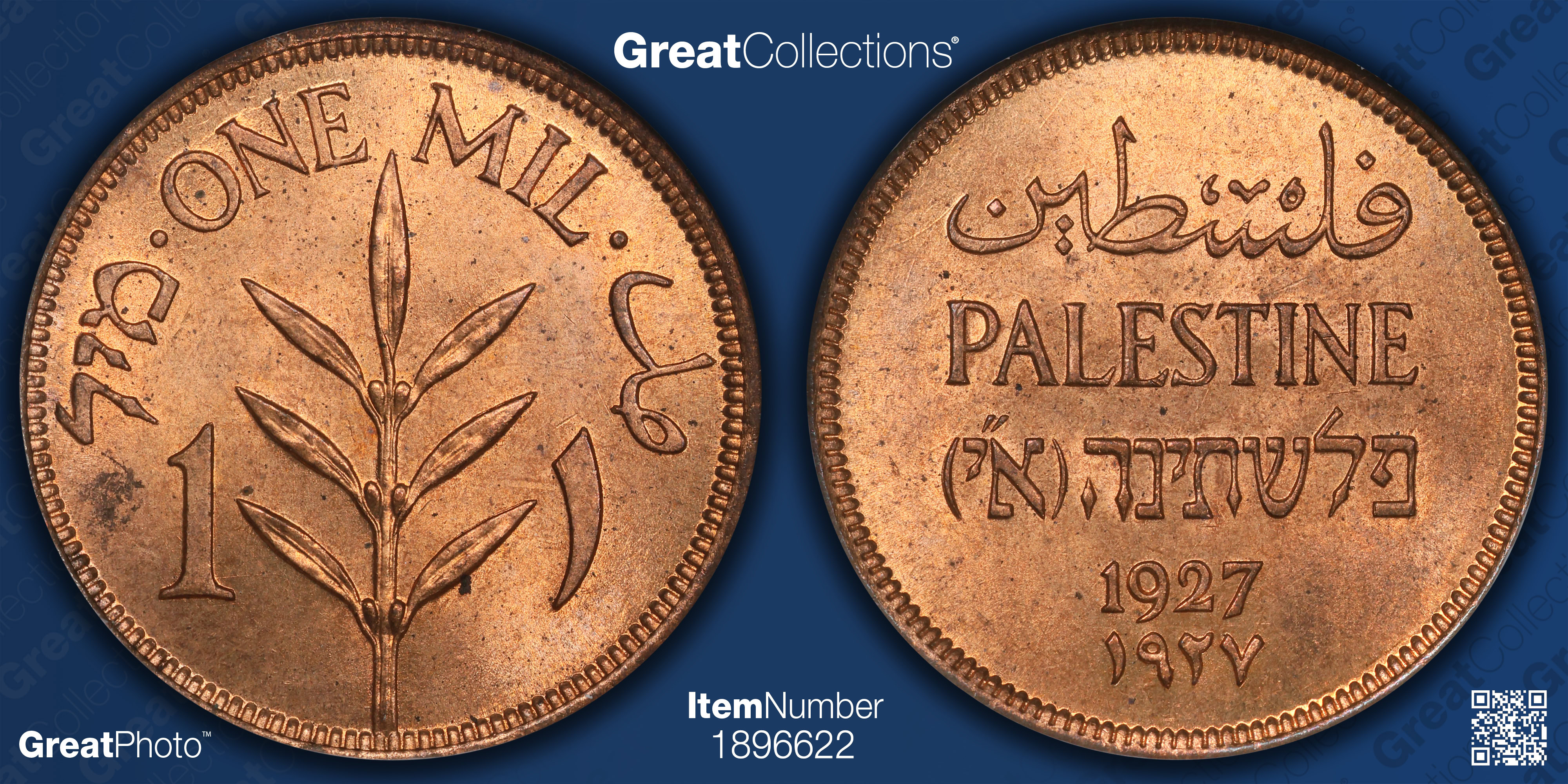Palestine 1927 Mil KM-1 NGC MS-64 RD (Item 1896622) | GreatCollections ...