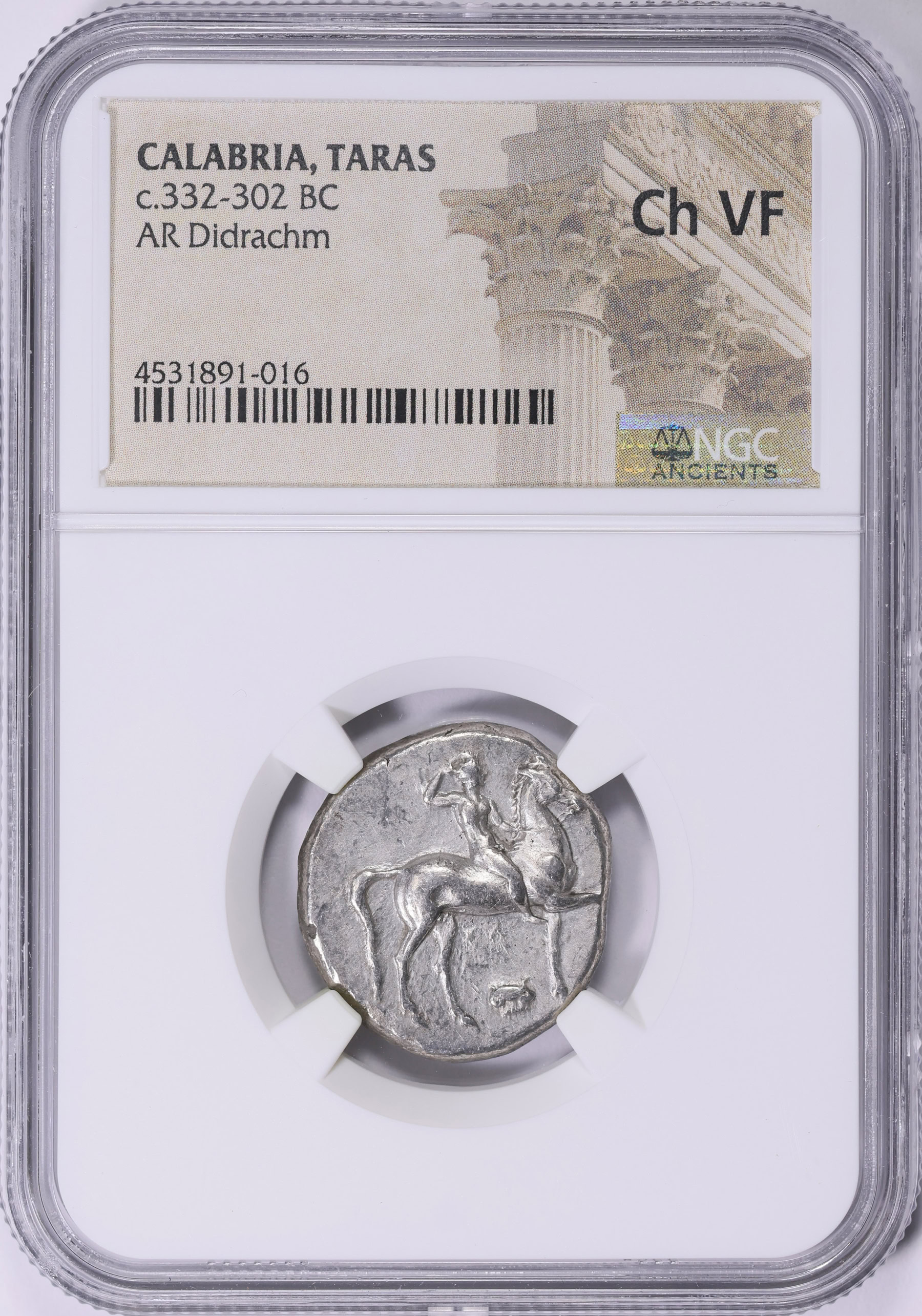Ancient Calabria, Taras c.332-302 B.C. AR Didrachm NGC Ch VF | Cert ...