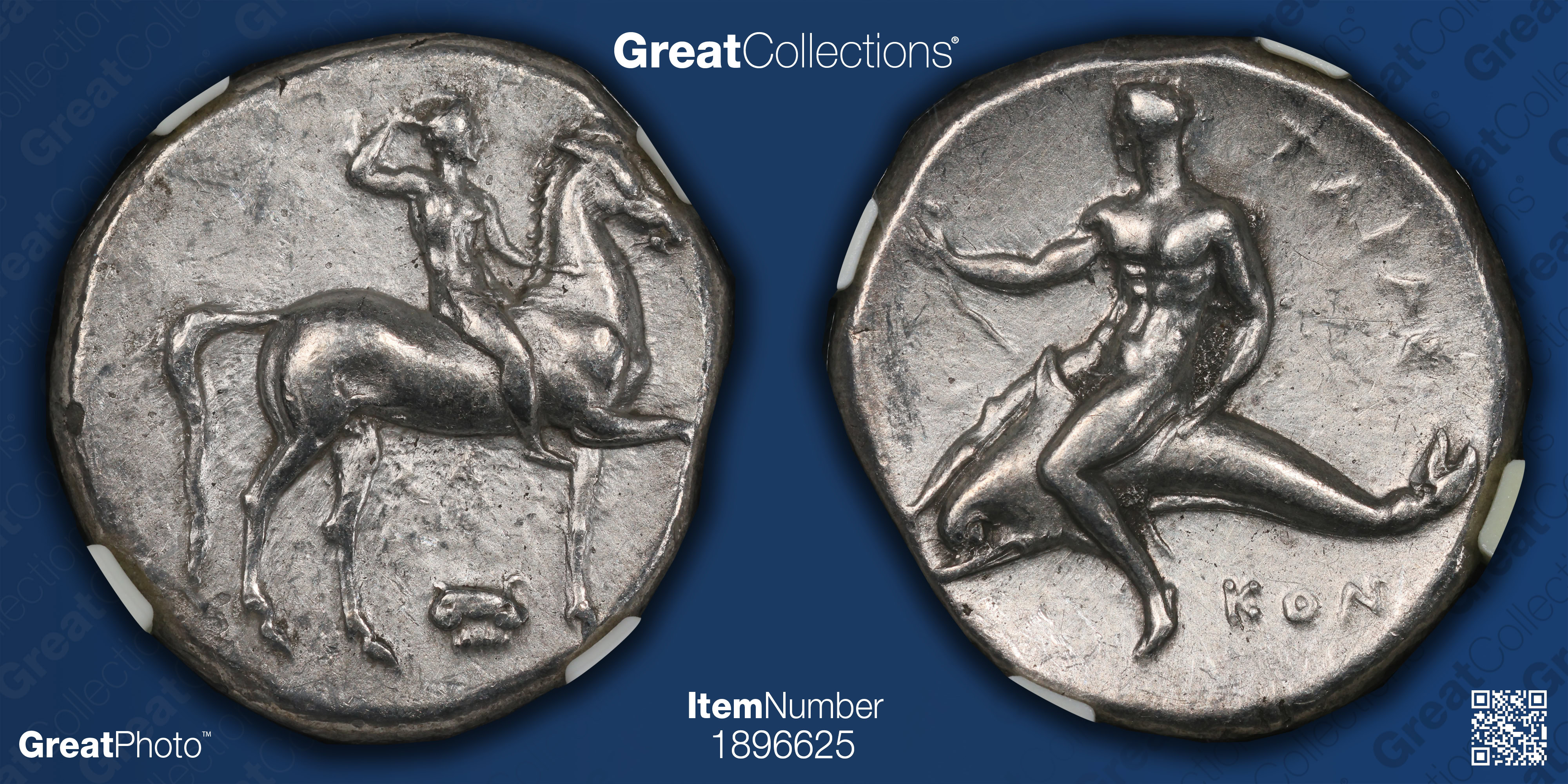 Ancient Calabria, Taras c.332-302 B.C. AR Didrachm NGC Ch VF | Cert ...