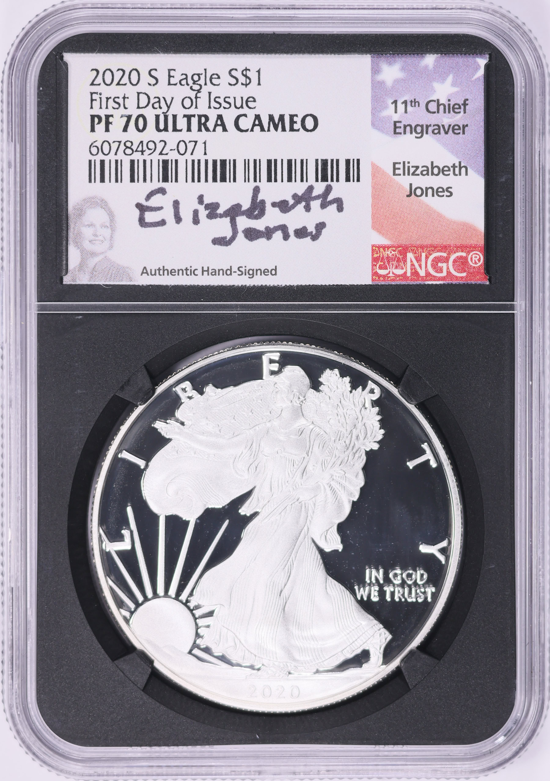 2020-S $1 Silver Eagle First Day of Issue NGC Proof-70 UC (Elizabeth ...