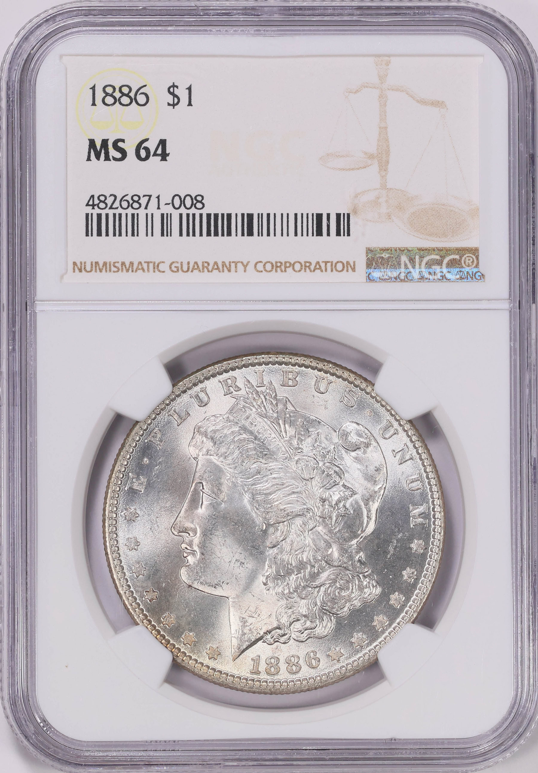 1886 Morgan Silver Dollar NGC MS-64 (Item 1896772) | GreatCollections Coin Auctions