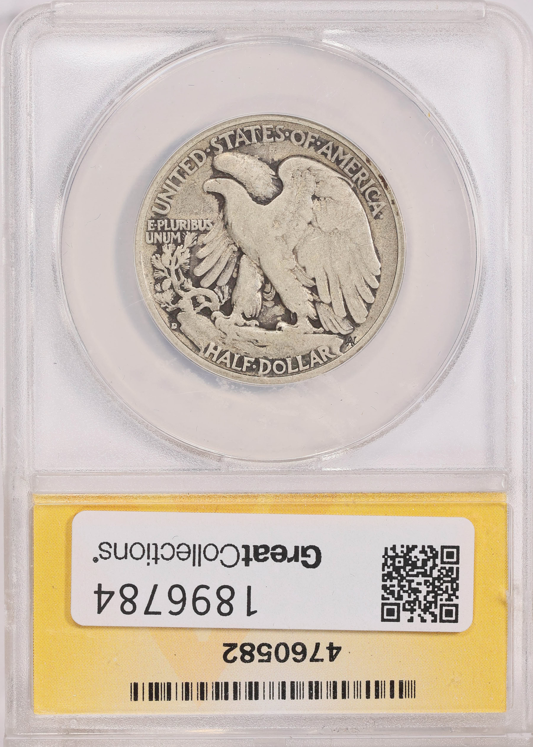 1938-D Walking Liberty Half Dollar ANACS VG-08 Details (Item 1896784) | GreatCollections Coin ...