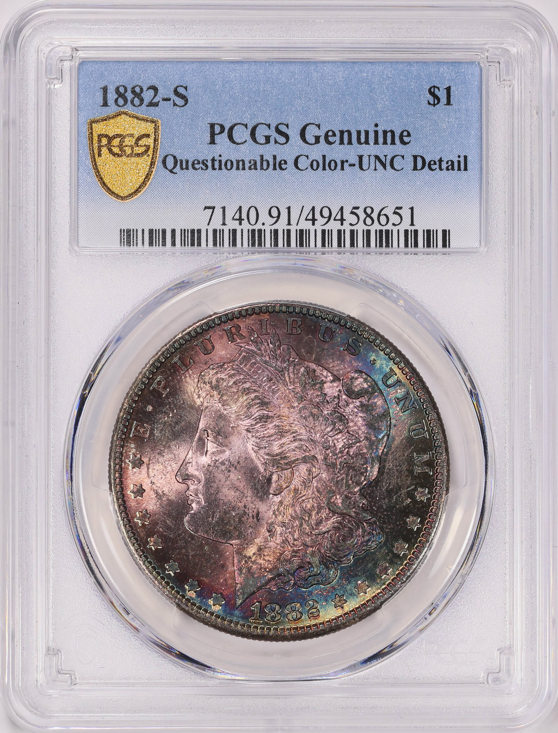 1882-S Morgan Silver Dollar PCGS Genuine Unc Details (Art. Toned) (Item 1896873 ...