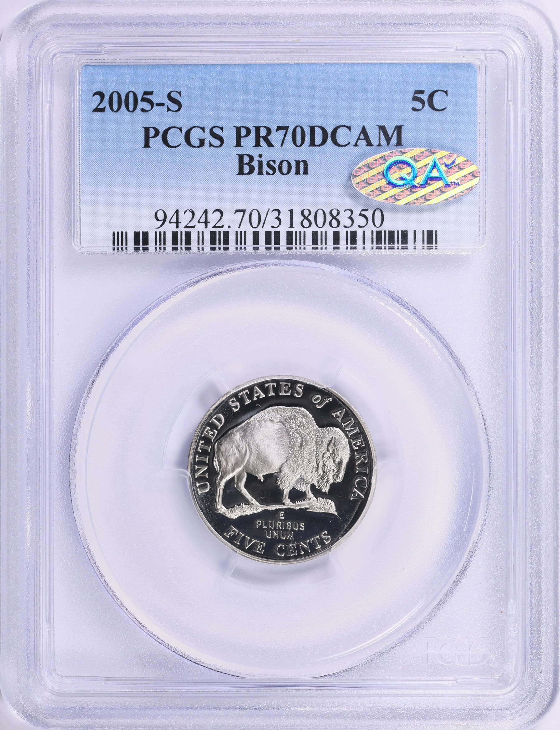 2005-S Jefferson Nickel American Bison PCGS Proof-70 DCAM (QA) (Item ...