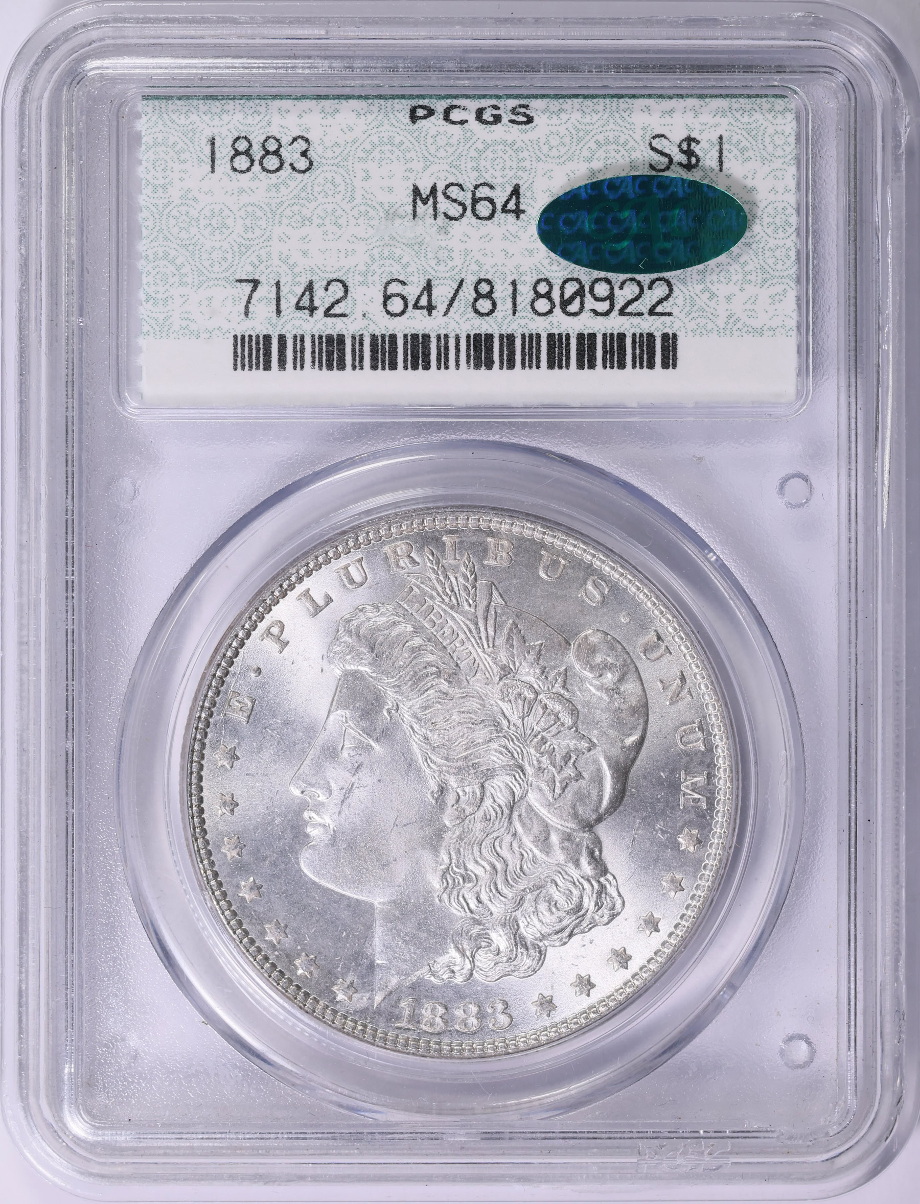 1883 Morgan Silver Dollar PCGS MS-64 (CAC Green) OGH (Doily) (Item 1897002) | GreatCollections ...