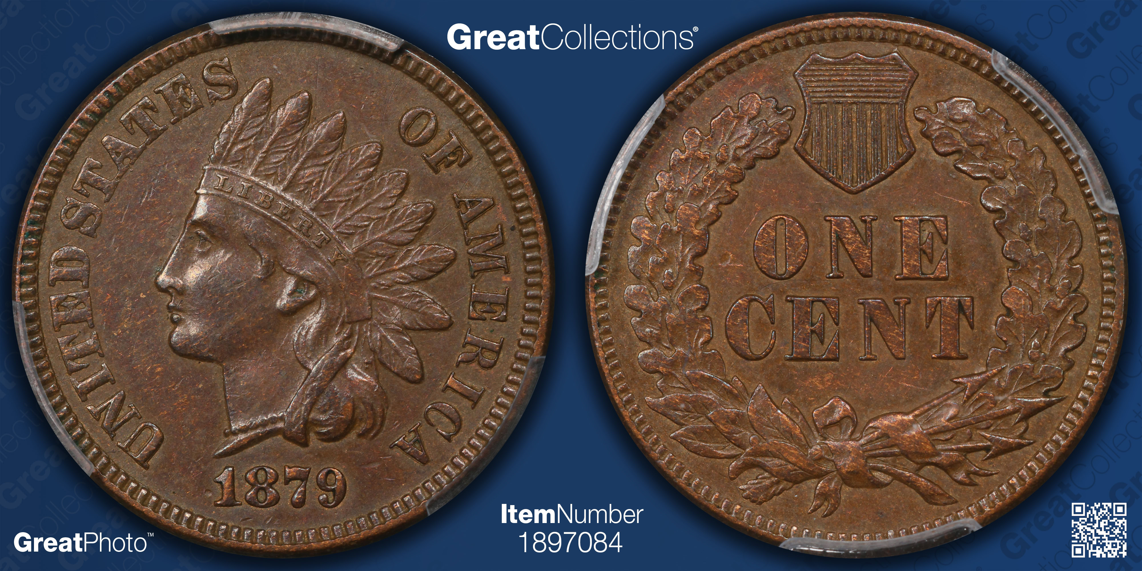 1879 Indian Cent PCGS AU-50 BN (Item 1897084) | GreatCollections Coin ...