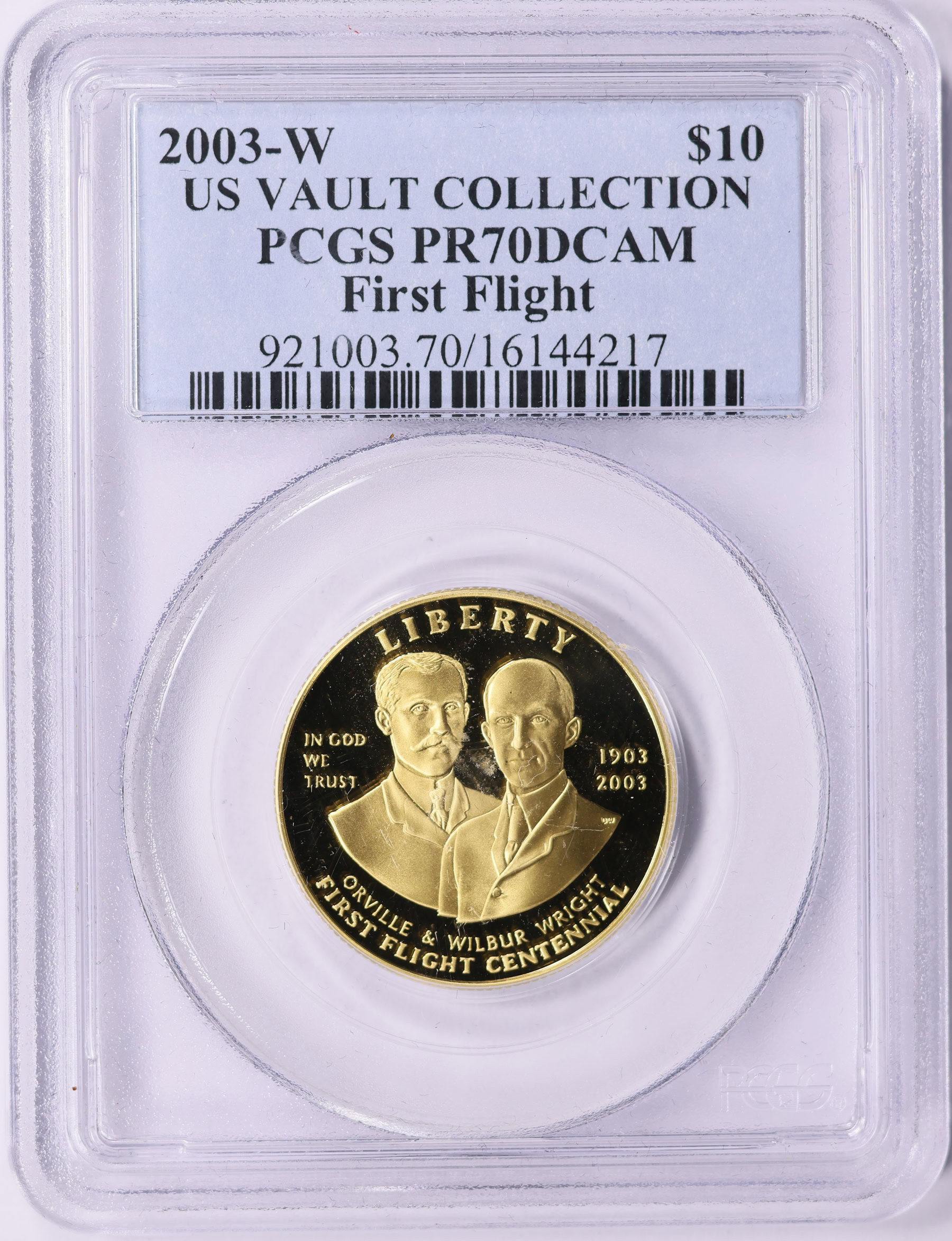 2003-W First Flight Centennial Gold $10 PCGS Proof-70 DCAM (US Vault ...