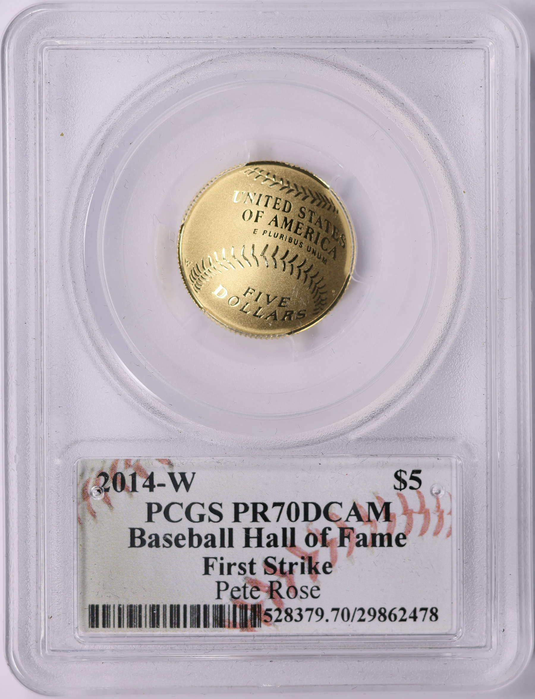 2014-W Baseball Hall of Fame Gold $5 First Strike PCGS Proof-70 DCAM ...