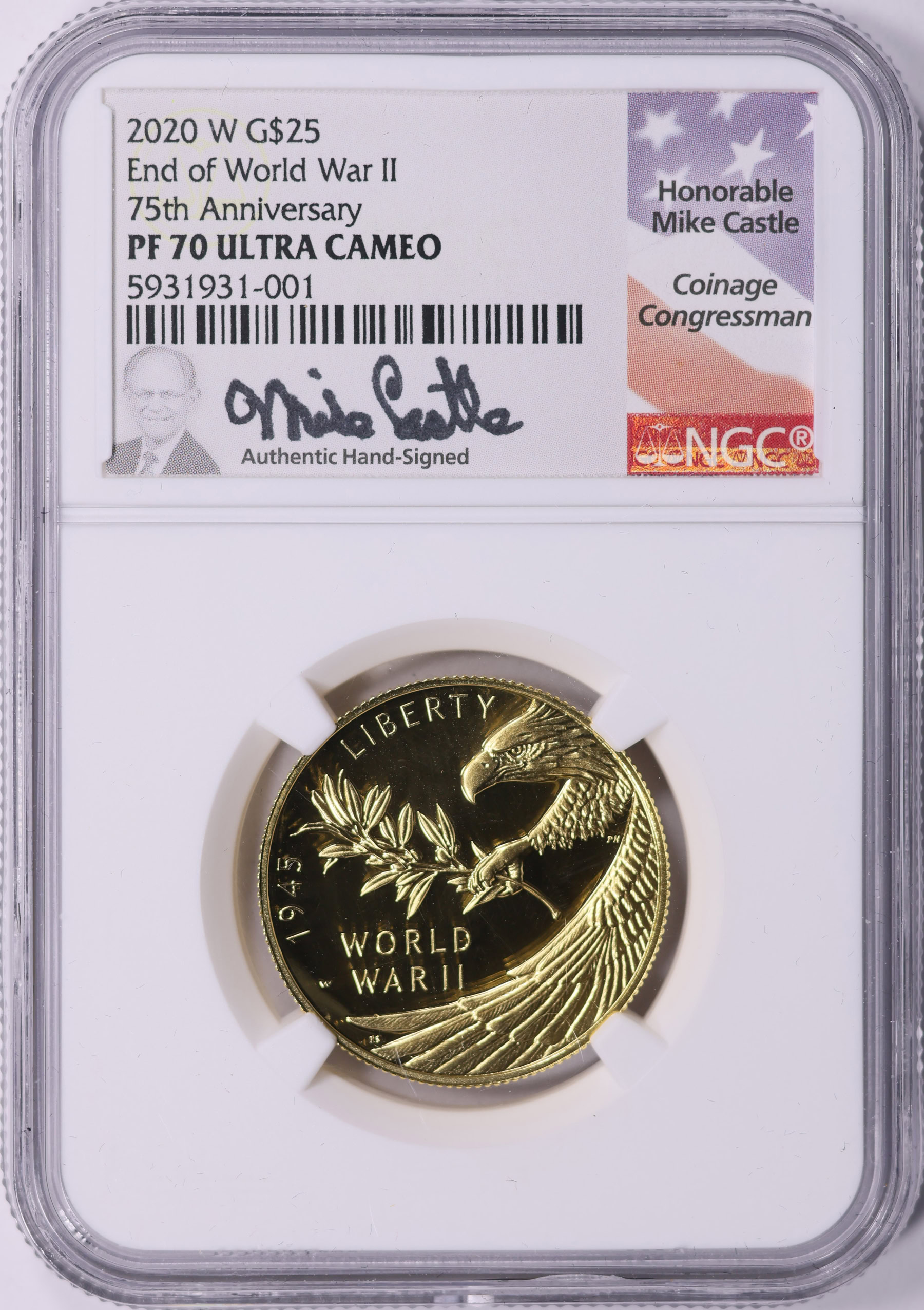 2020-W End of World War II 75th Anniversary Gold $25 NGC Proof-70 UC ...