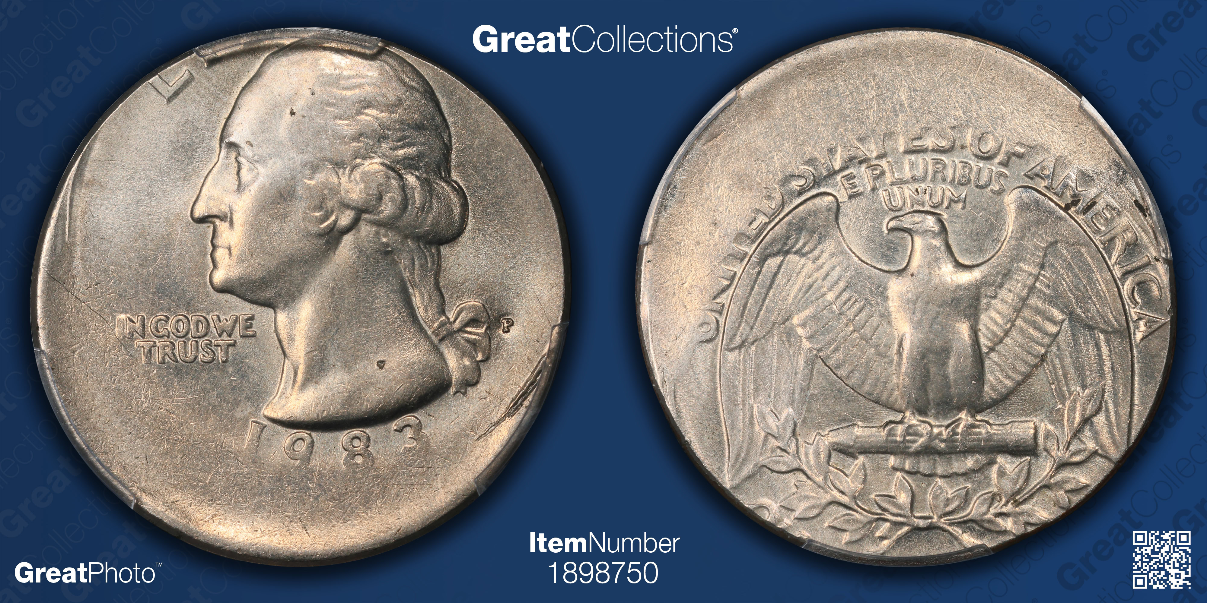 Mint Error 1983-P Washington Quarter Struck 20% Off Center PCGS AU-58 ...