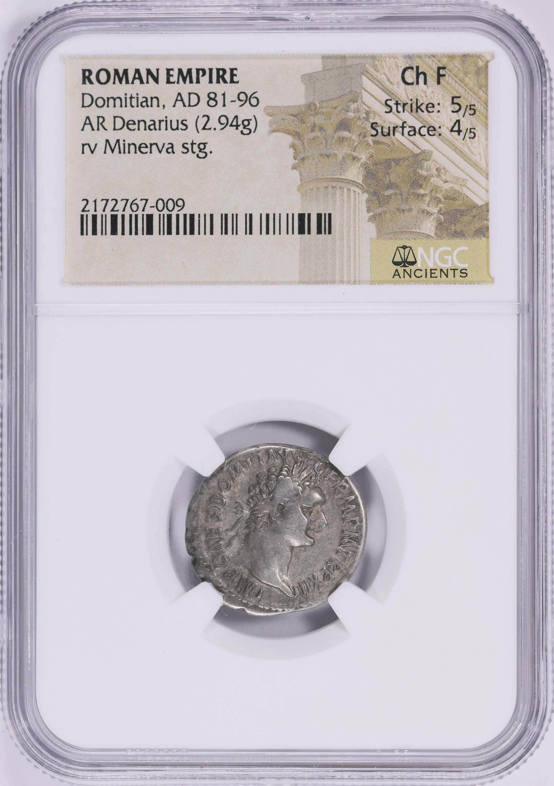 Ancient Roman Empire, Domitian (A.D. 81-96) c.A.D. 92-93 AR Denarius (2 ...
