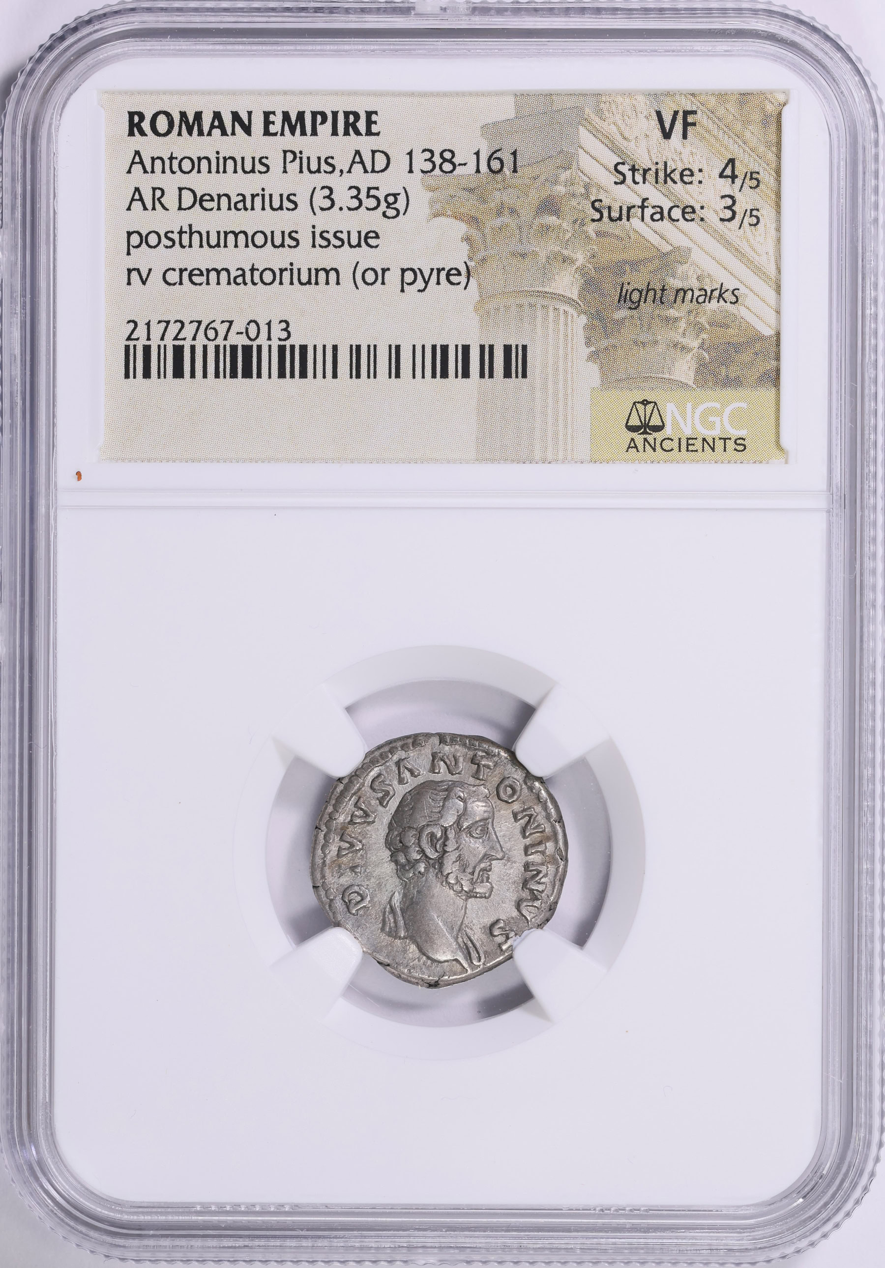 Ancient Roman Empire, Divus Antoninus Pius (Died A.D. 161) AR Denarius ...