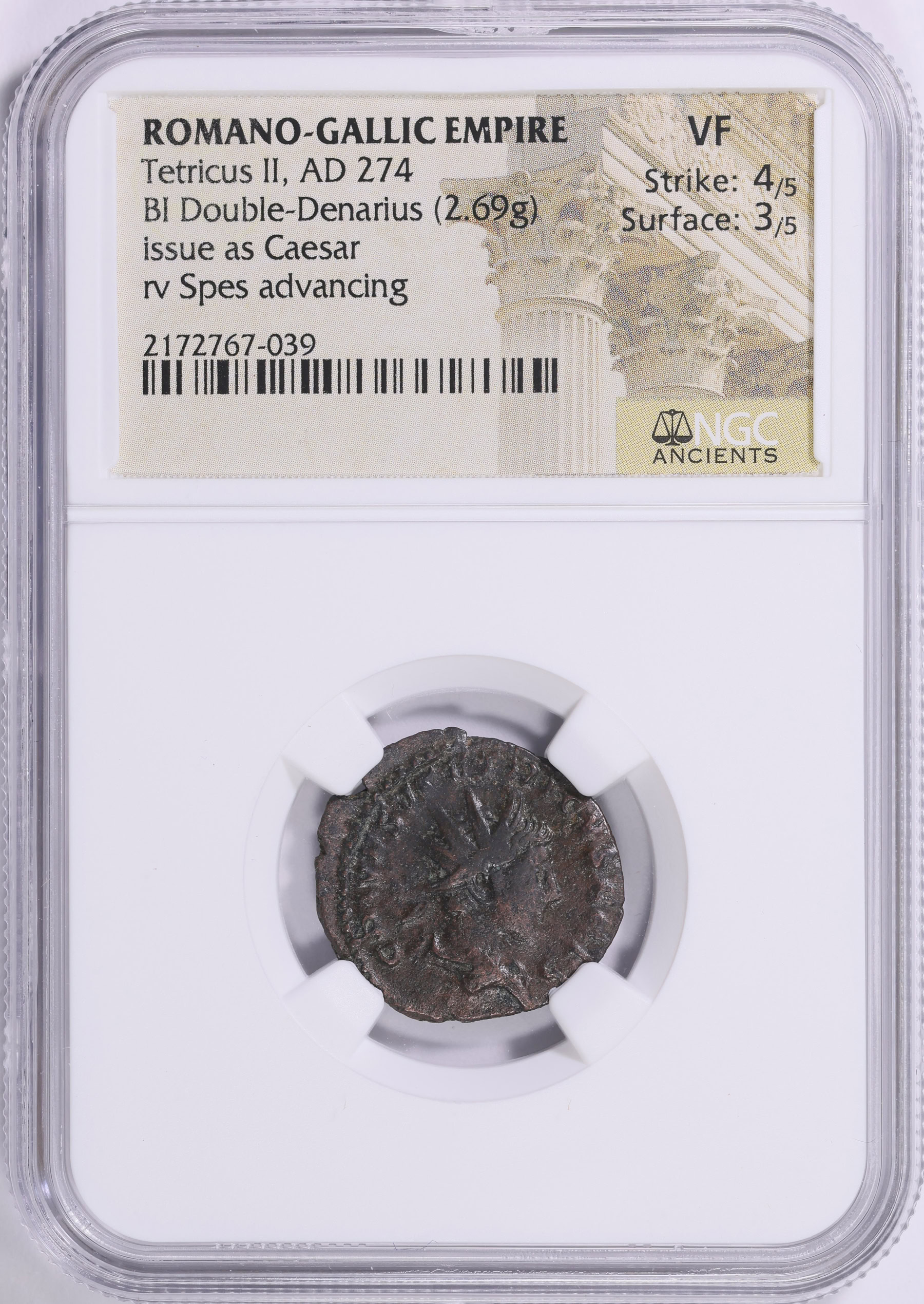 Ancient Roman Empire, Tetricus II as Caesar (A.D. 273-274) A.D. 273 BI ...