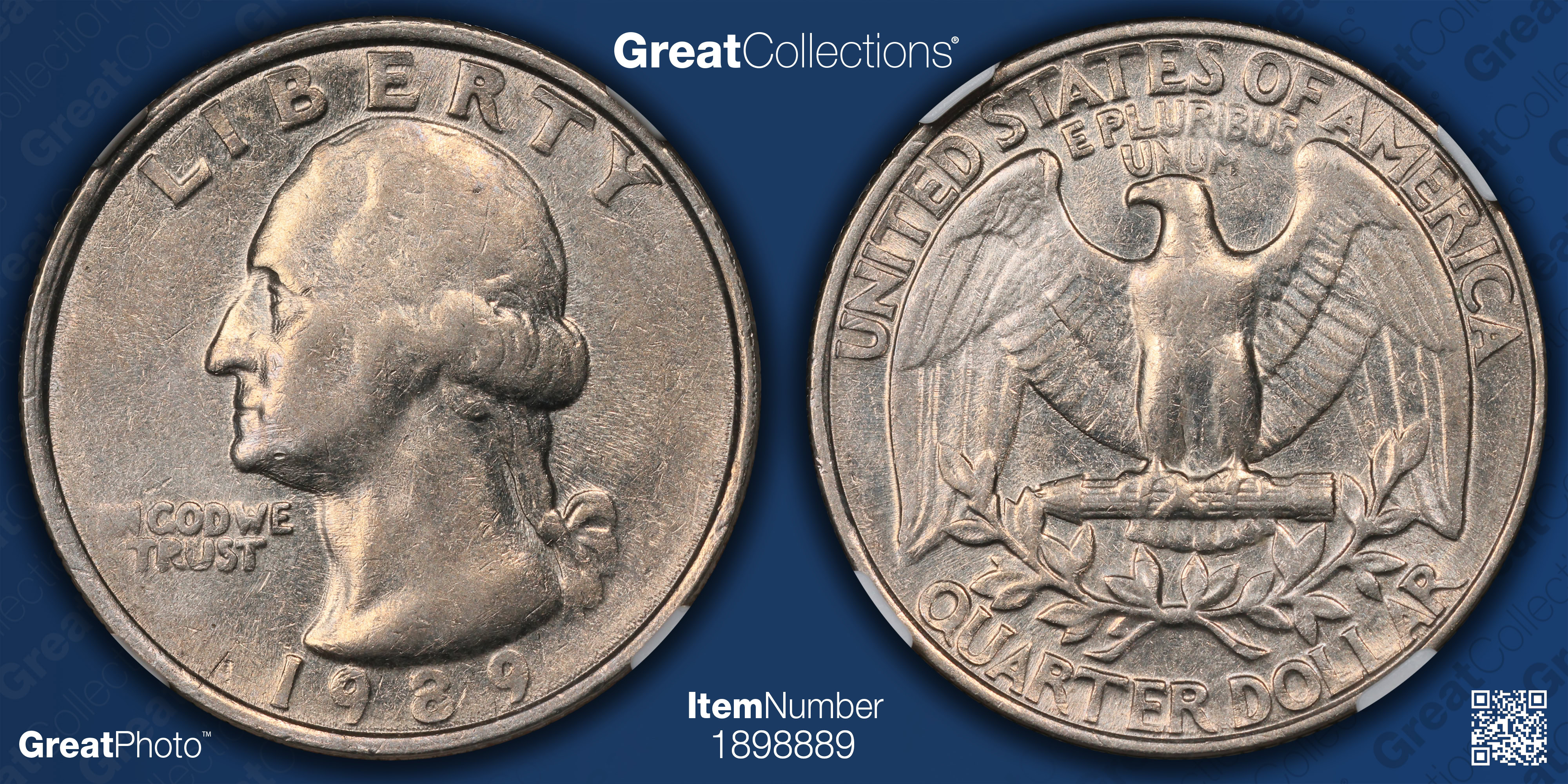 Mint Error 1989-P Washington Quarter Obverse Struck Thru NGC AU-53 ...