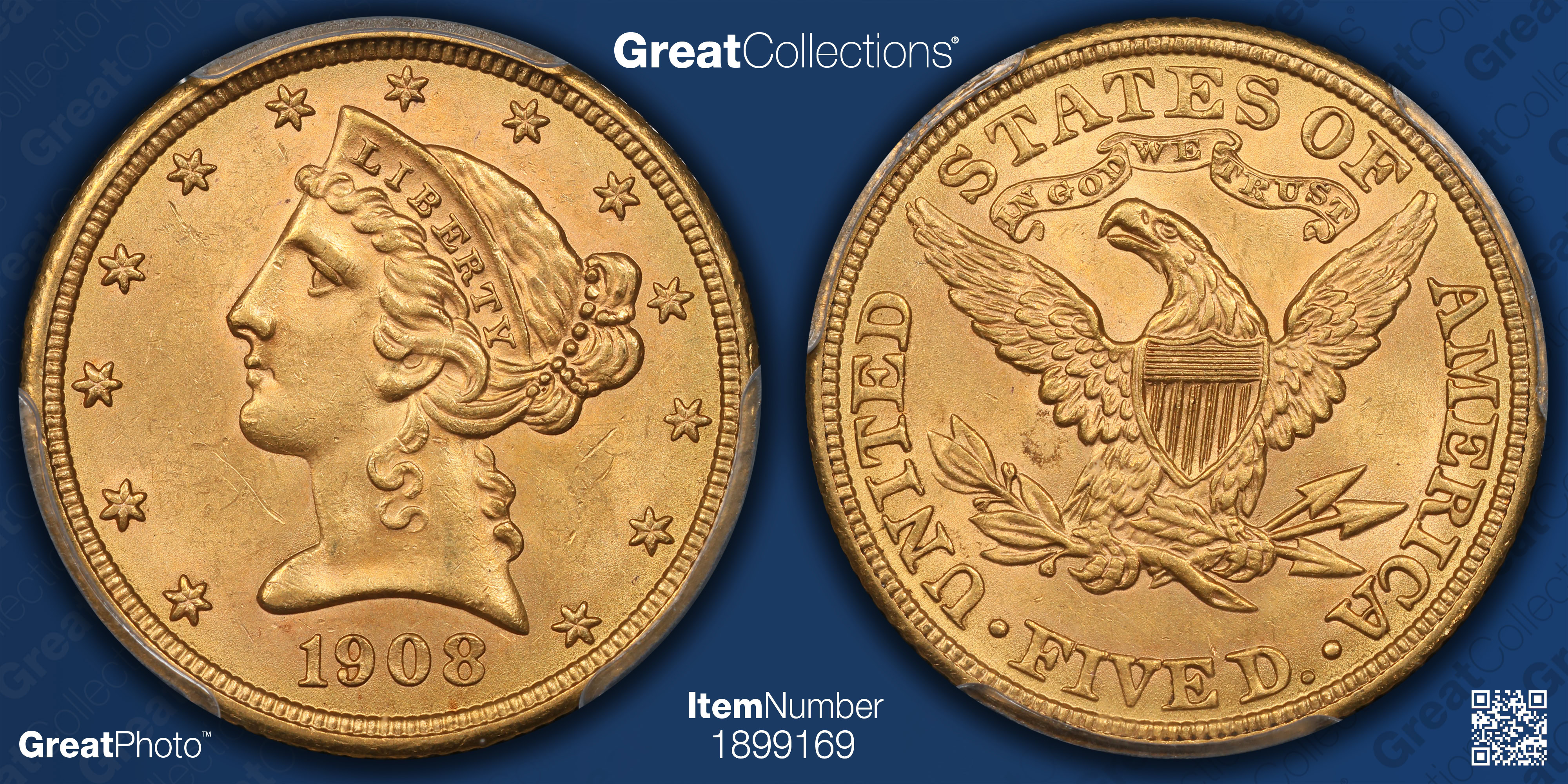 1908 Liberty Gold Half Eagle PCGS MS-63 (Item 1899169 ...